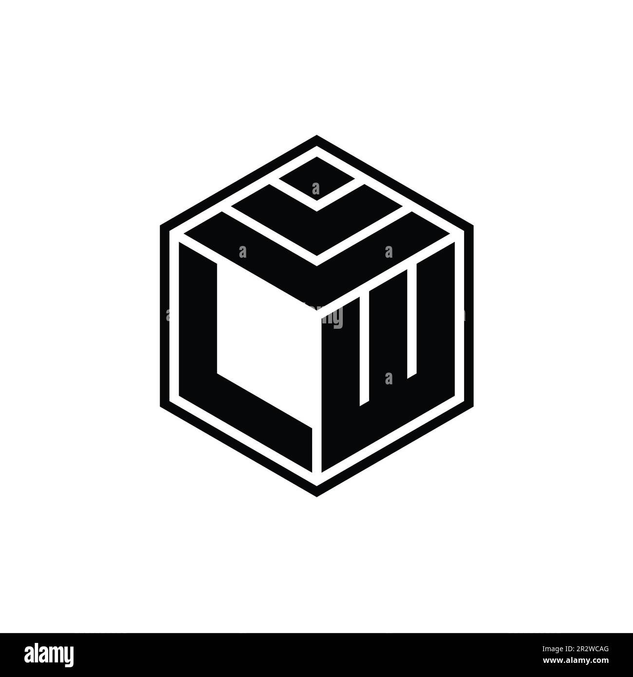 LW Logo monogram with hexagon geometric shape isolated outline design ...