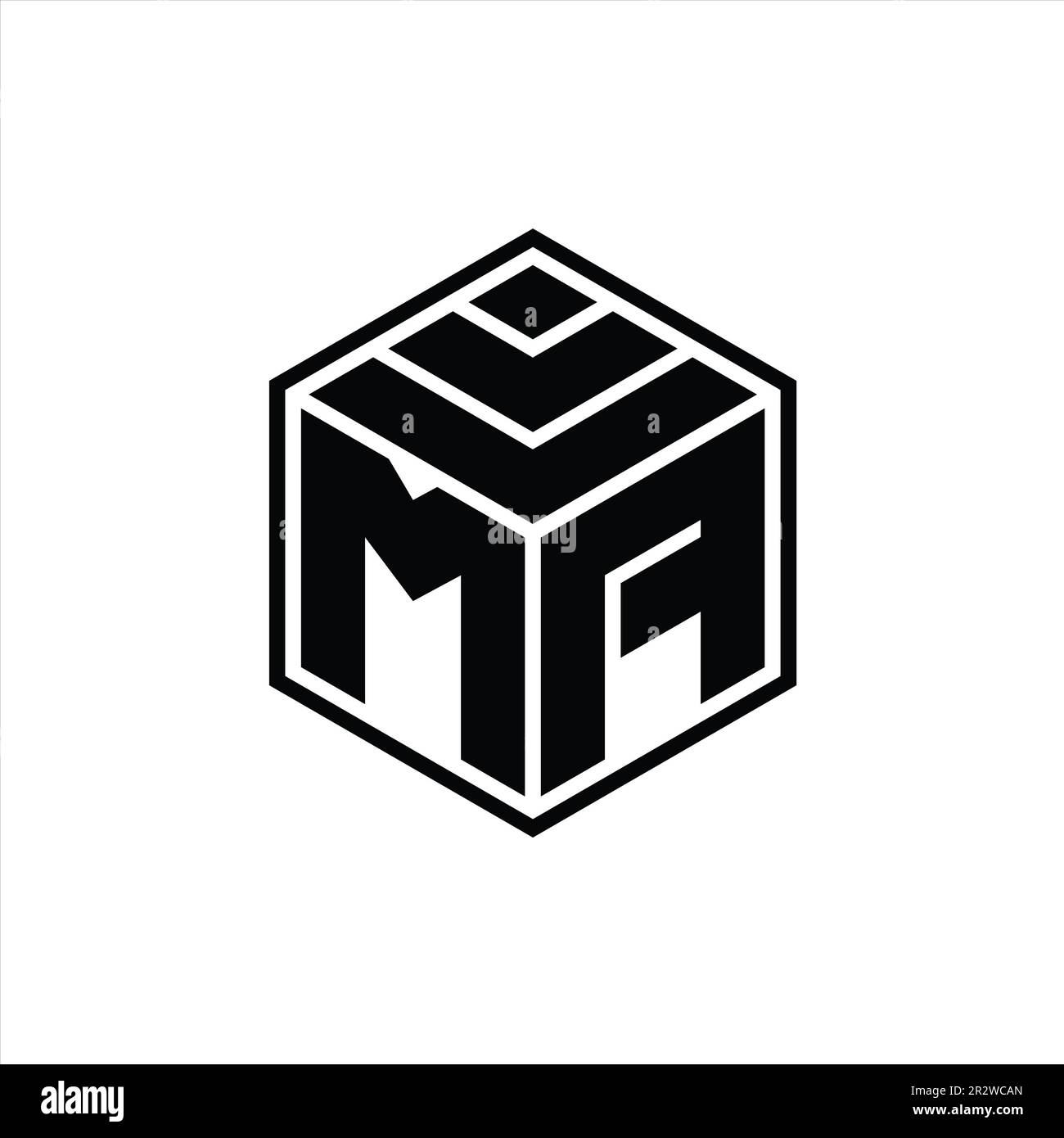 MA Logo monogram with hexagon geometric shape isolated outline design ...