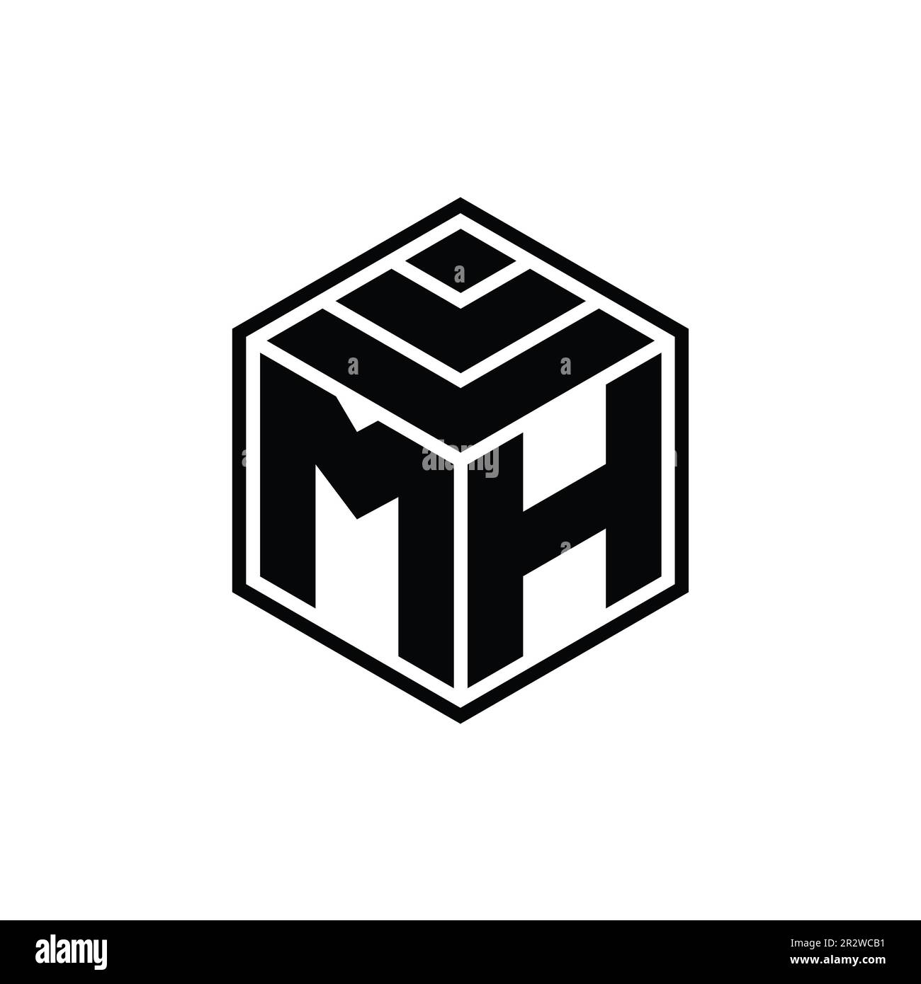 MH Logo monogram with hexagon geometric shape isolated outline design ...