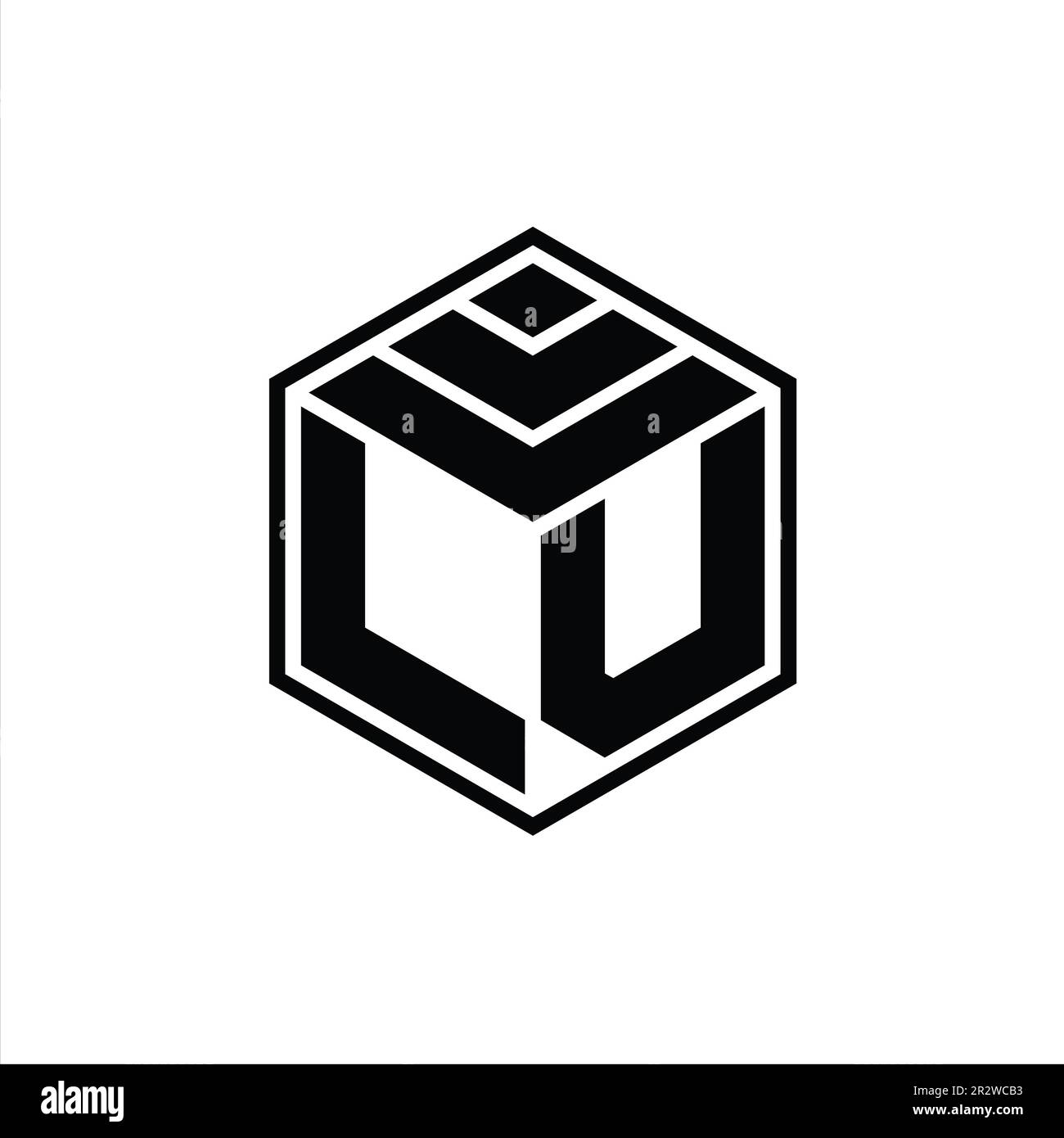 LV Logo monogram with hexagon geometric shape isolated outline design ...