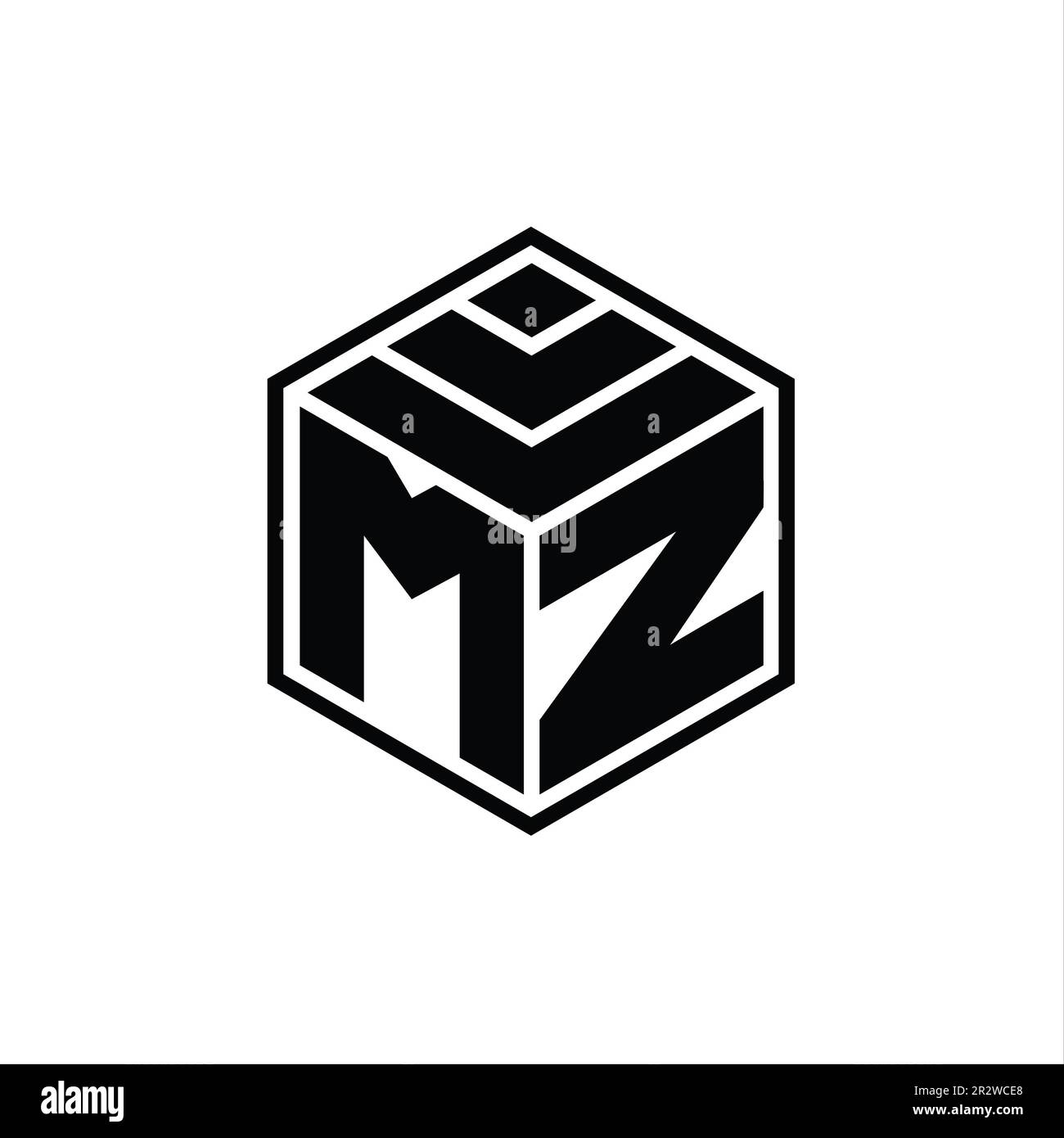MZ Logo monogram with hexagon geometric shape isolated outline design template Stock Photo - Alamy