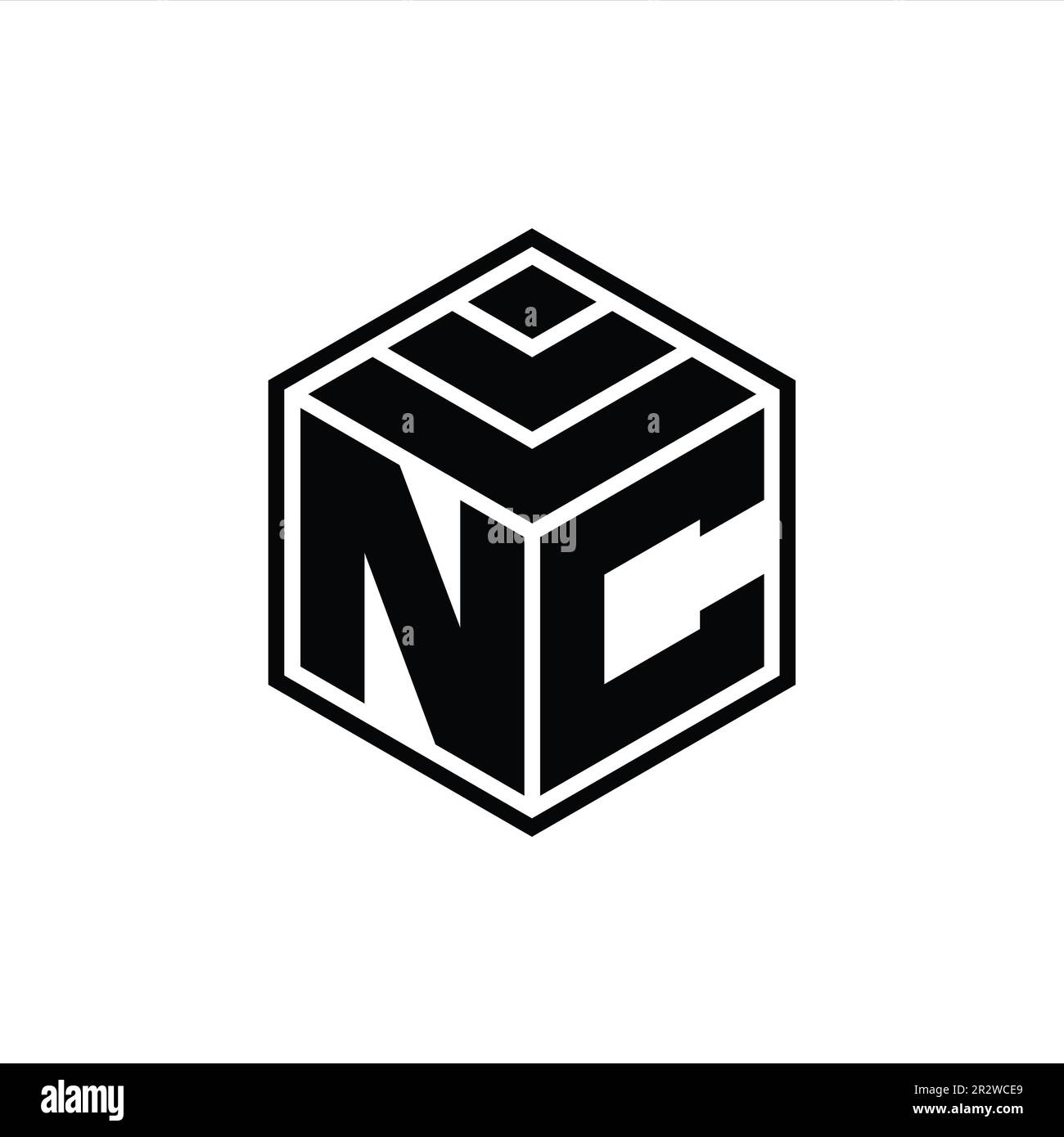 NC Logo monogram with hexagon geometric shape isolated outline design template Stock Photo - Alamy