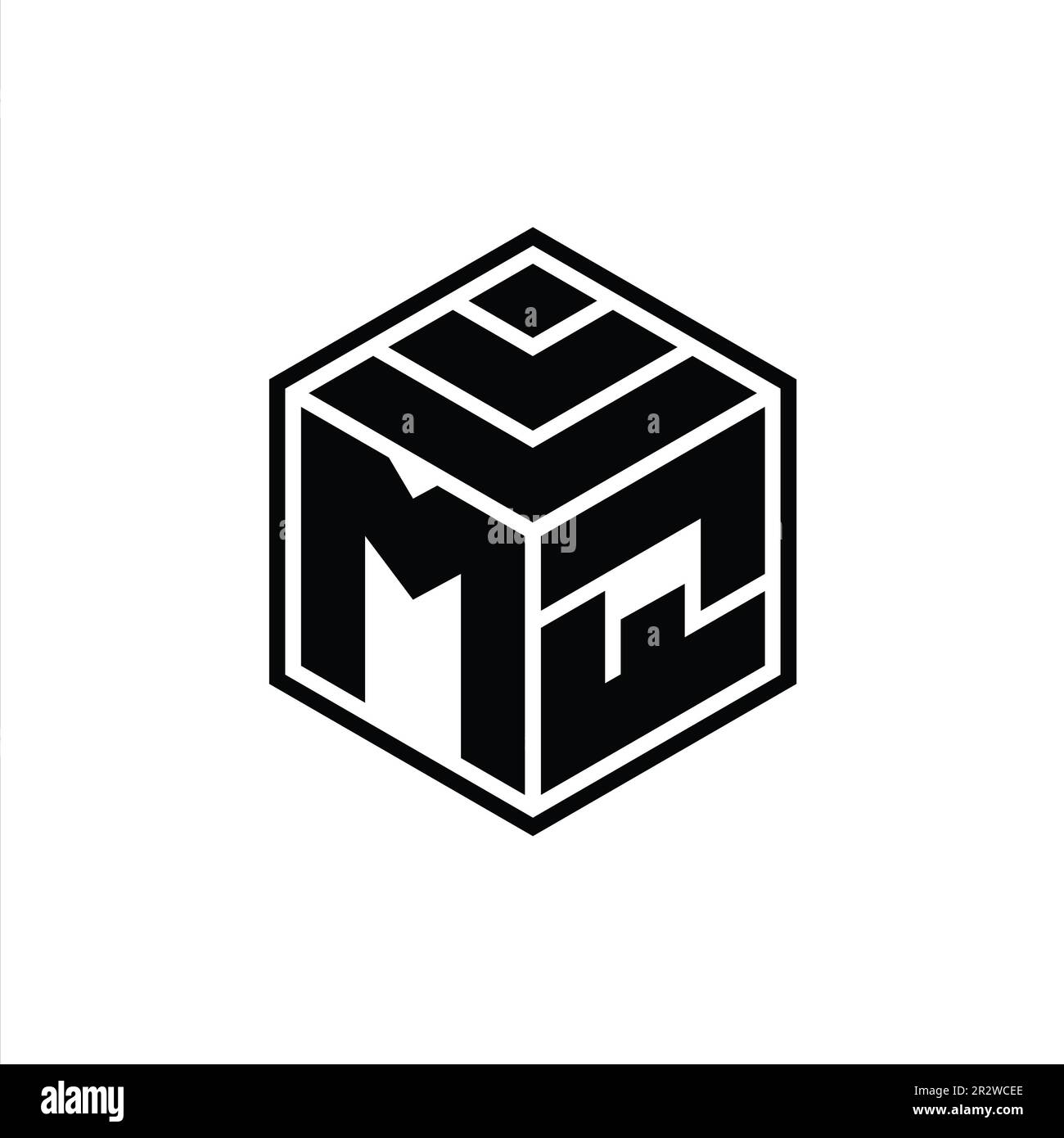 MQ Logo monogram with hexagon geometric shape isolated outline design ...