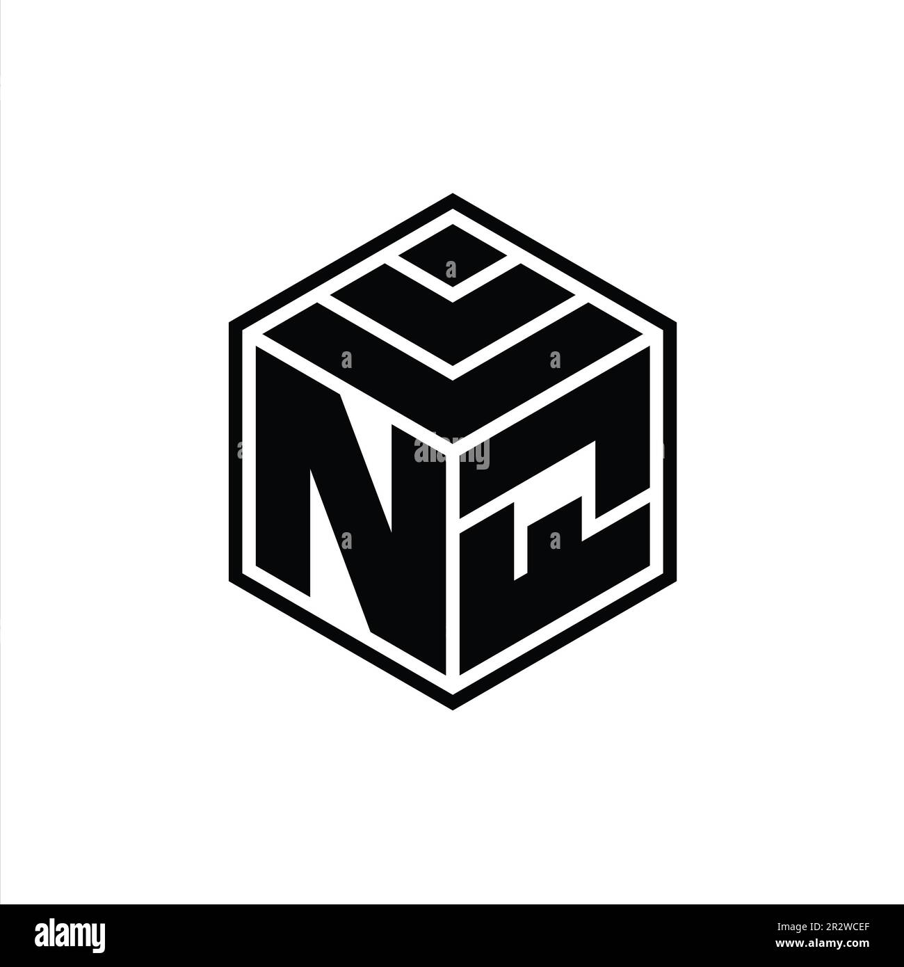 NQ Logo monogram with hexagon geometric shape isolated outline design ...