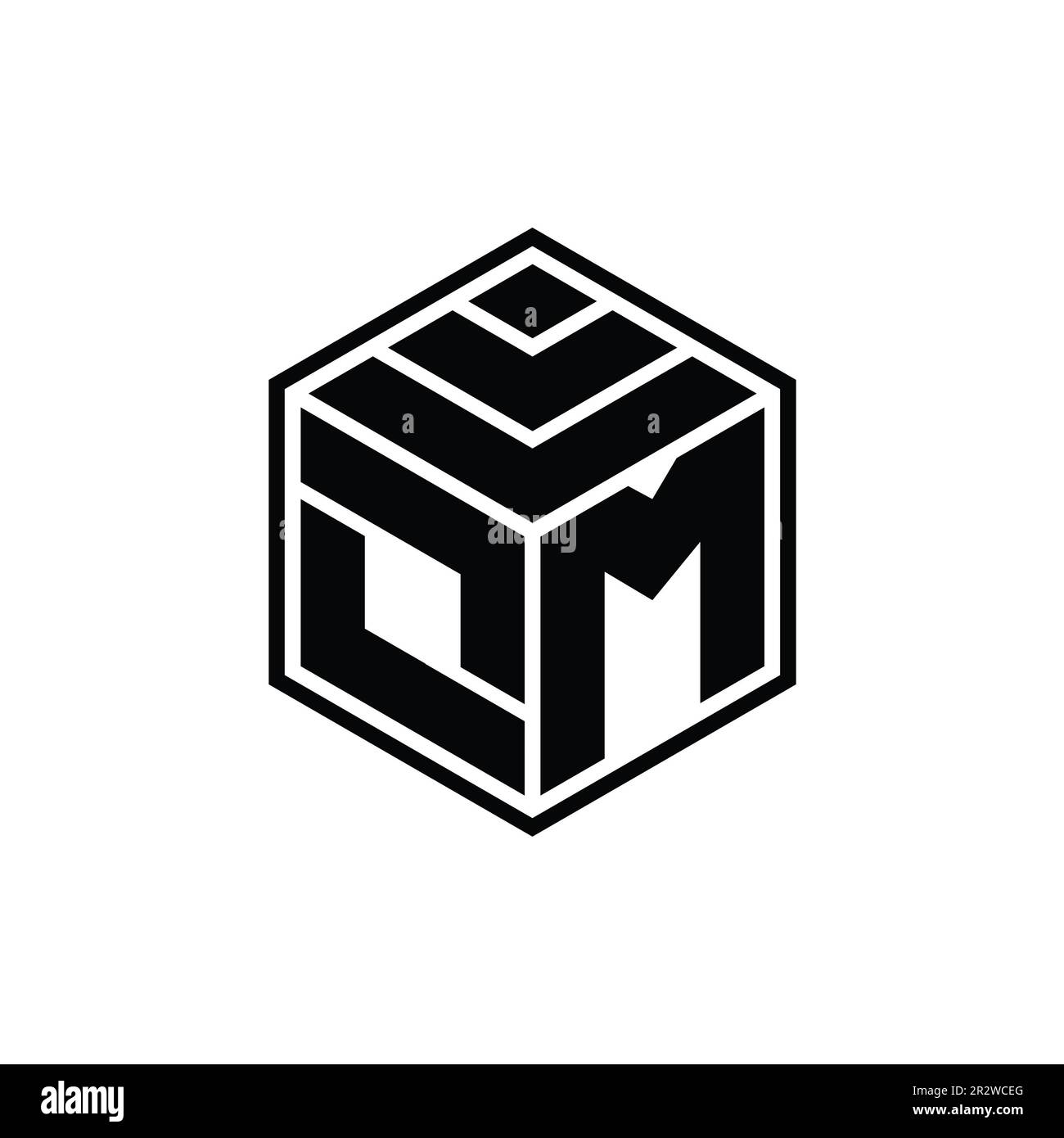 OM Logo monogram with hexagon geometric shape isolated outline design ...