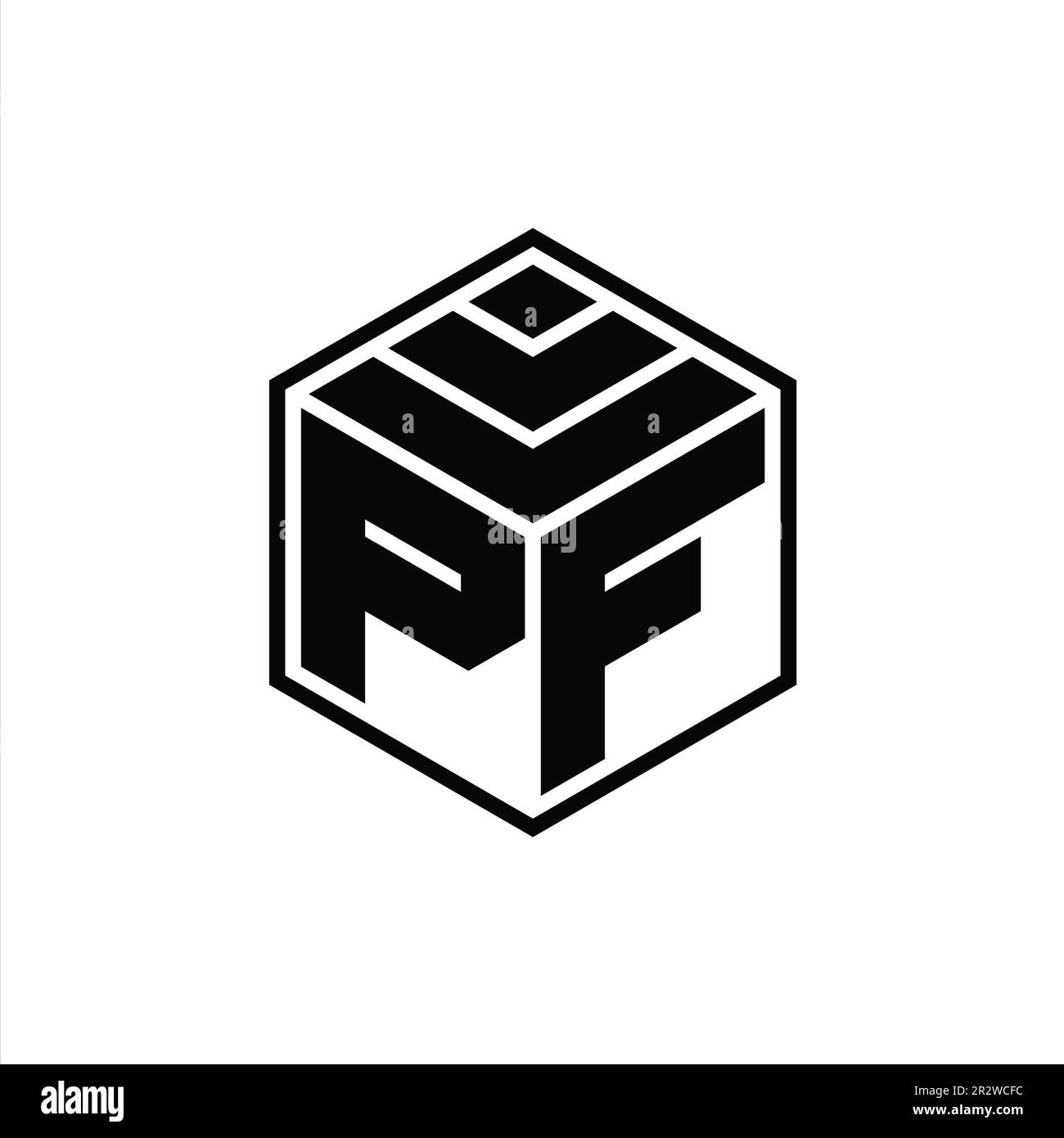 PF Logo monogram with hexagon geometric shape isolated outline design ...