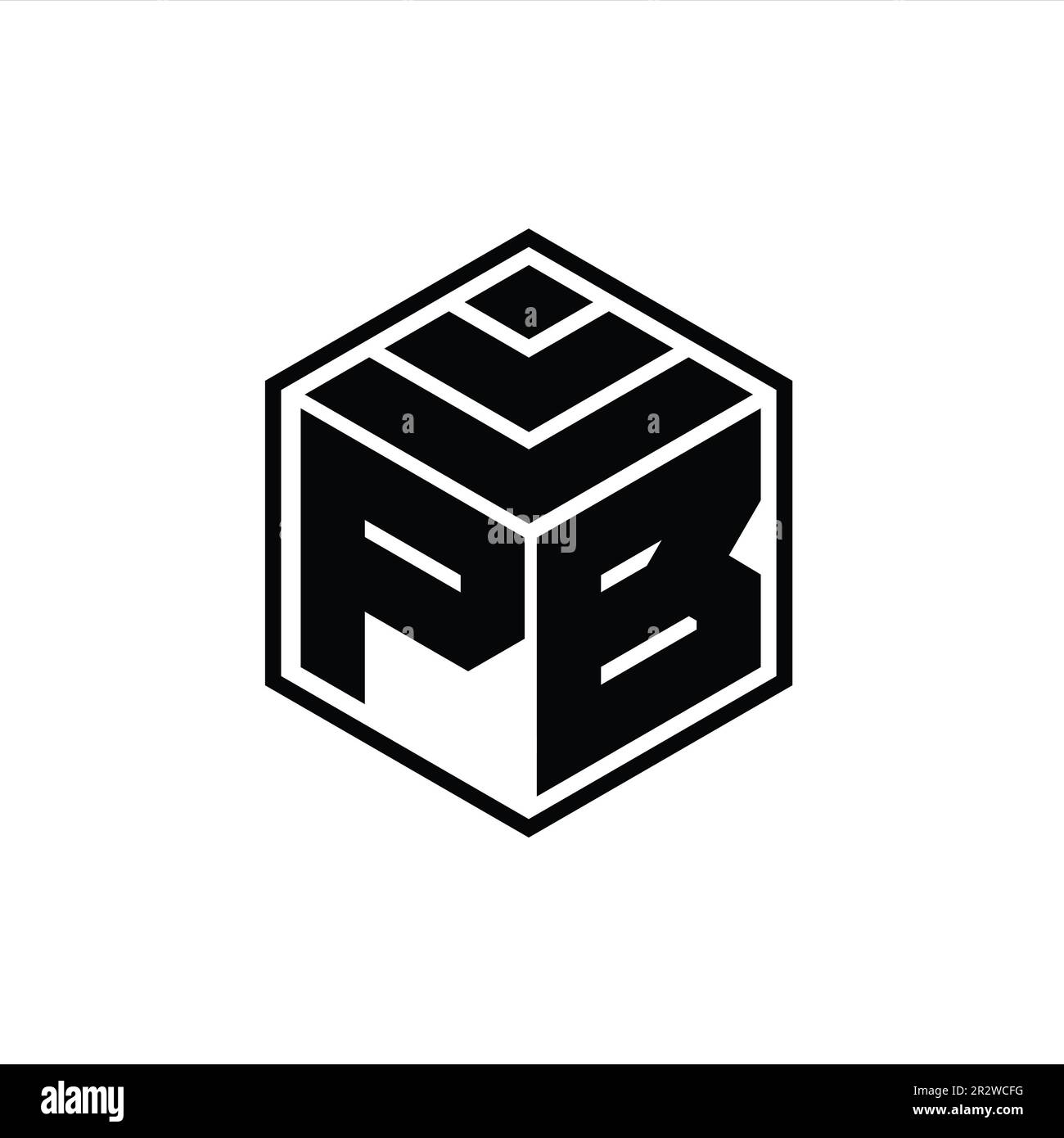 PB Logo monogram with hexagon geometric shape isolated outline design ...