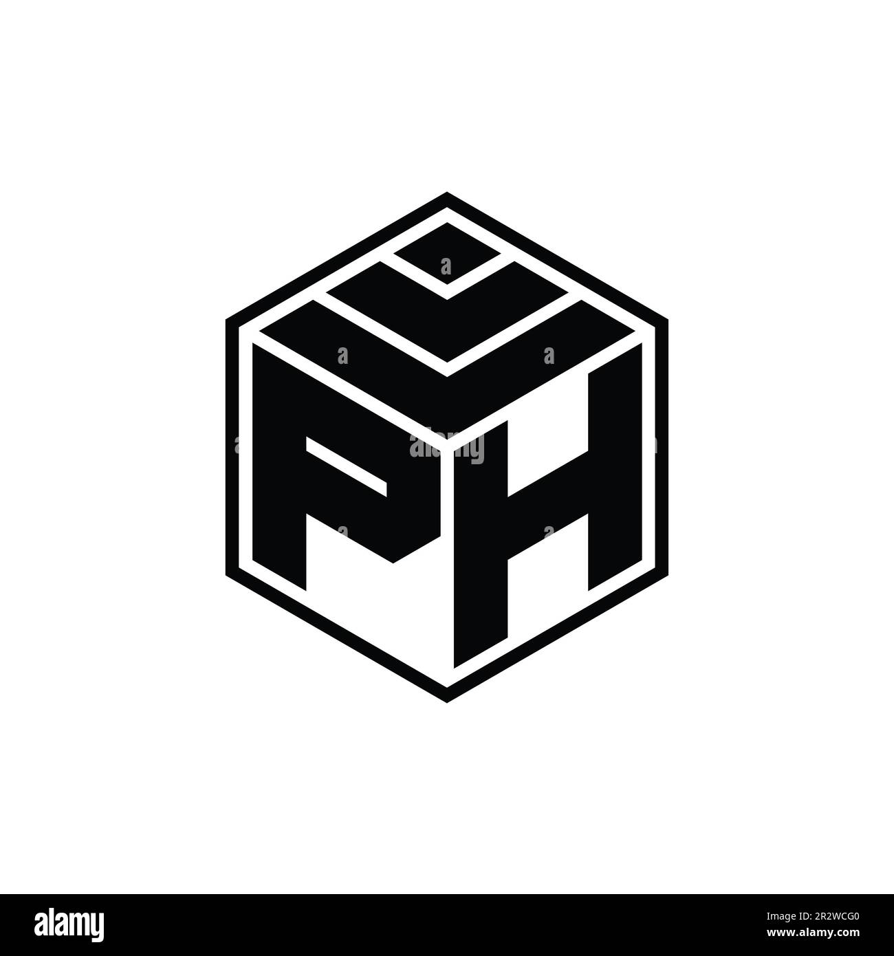 PH Logo monogram with hexagon geometric shape isolated outline design ...