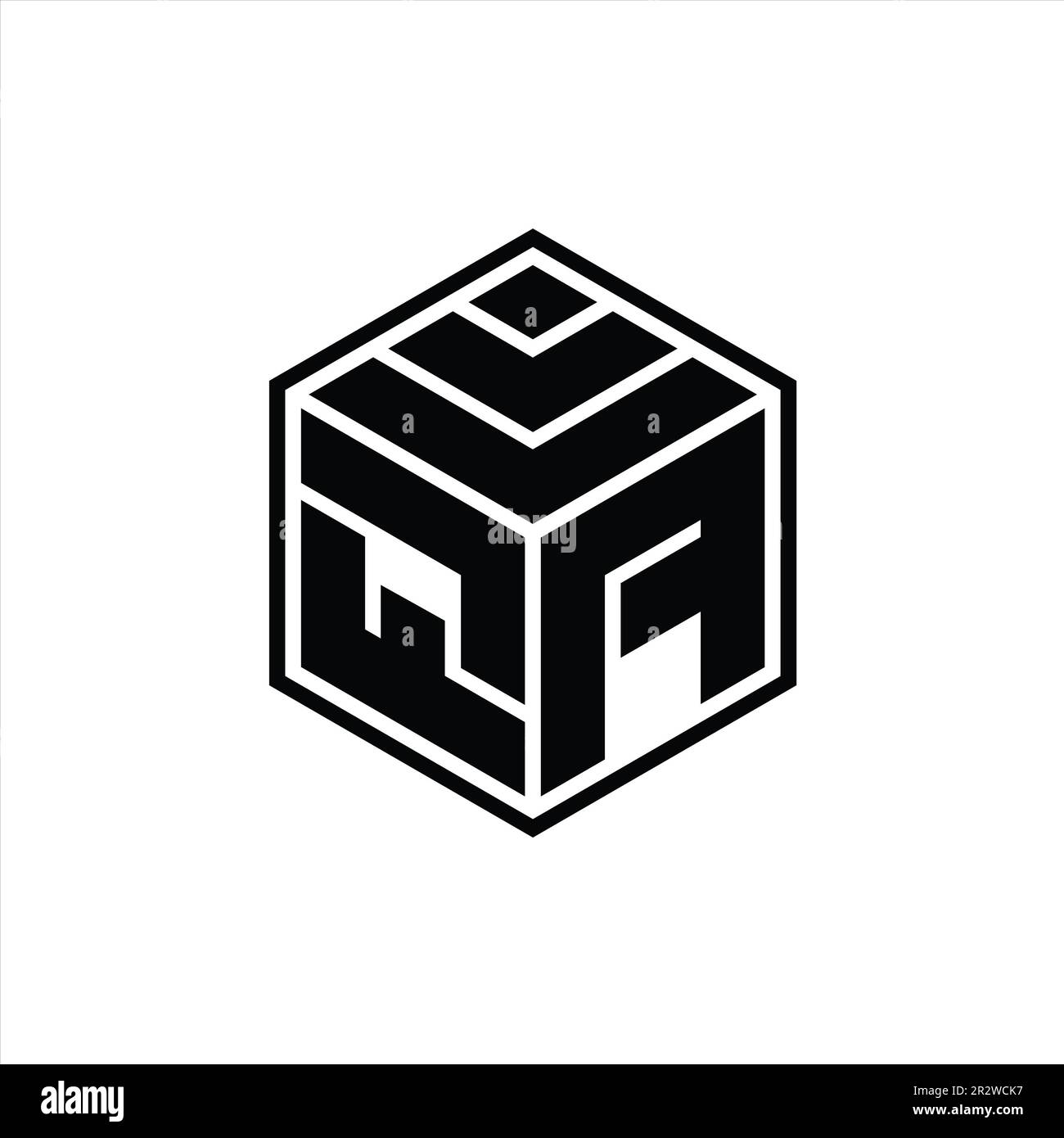 QA Logo monogram with hexagon geometric shape isolated outline design template Stock Photo - Alamy