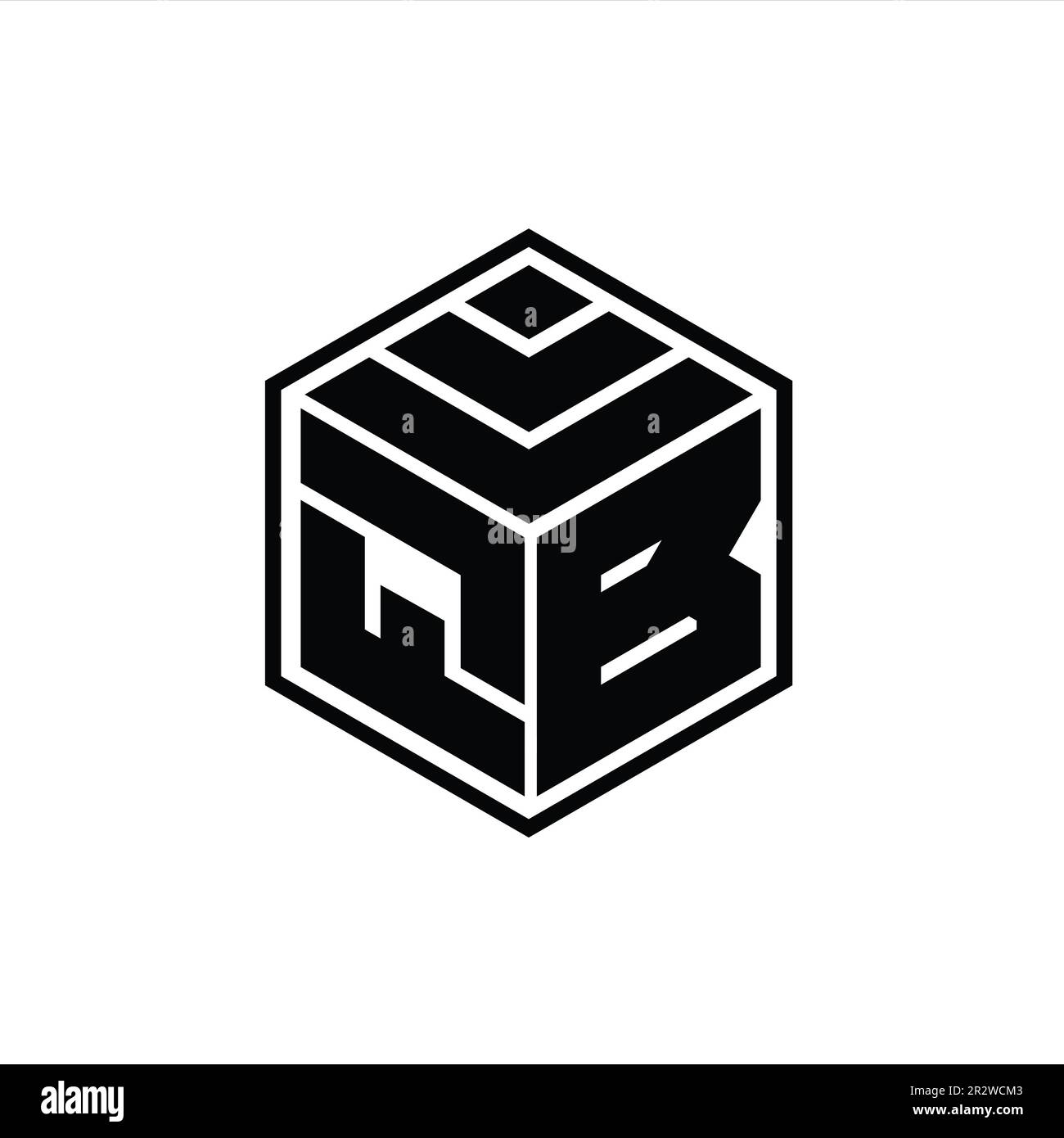 QB Logo monogram with hexagon geometric shape isolated outline design ...