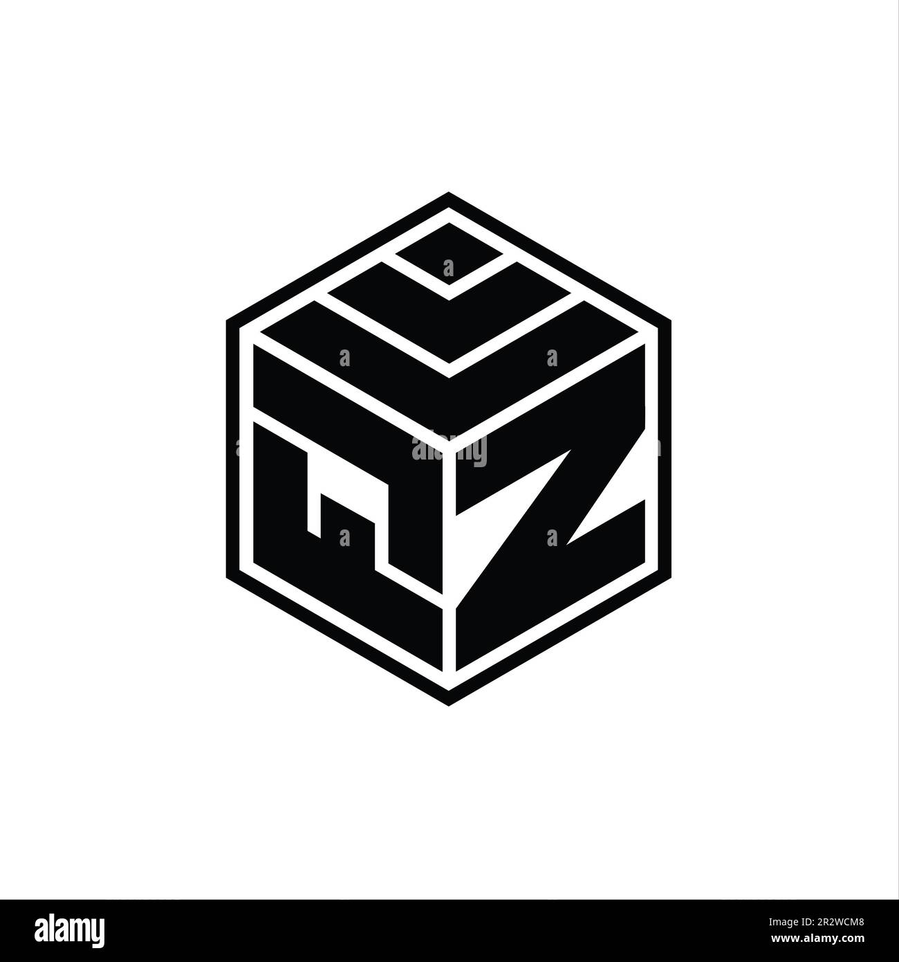 QZ Logo monogram with hexagon geometric shape isolated outline design ...