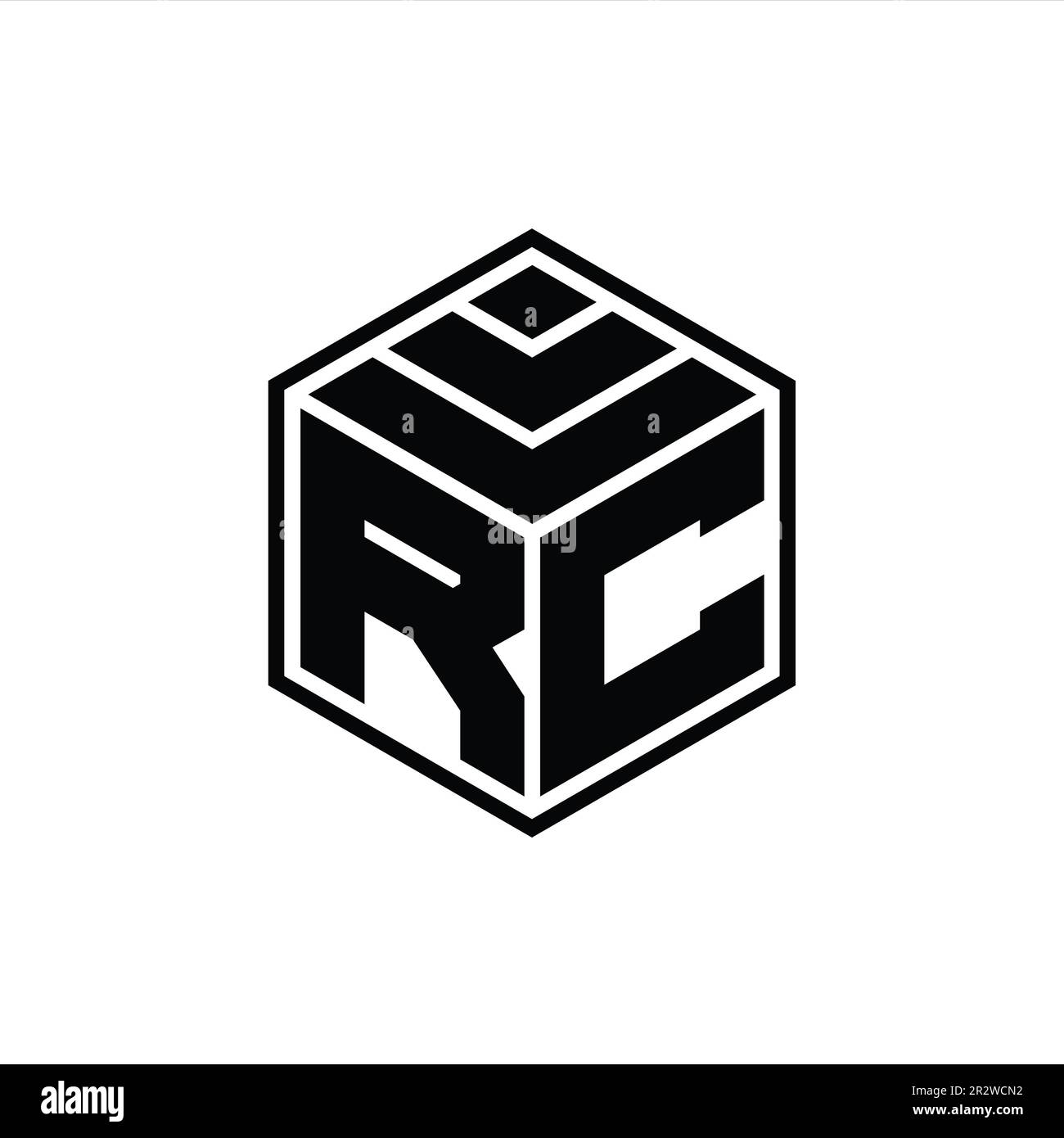 RC Logo monogram with hexagon geometric shape isolated outline design ...