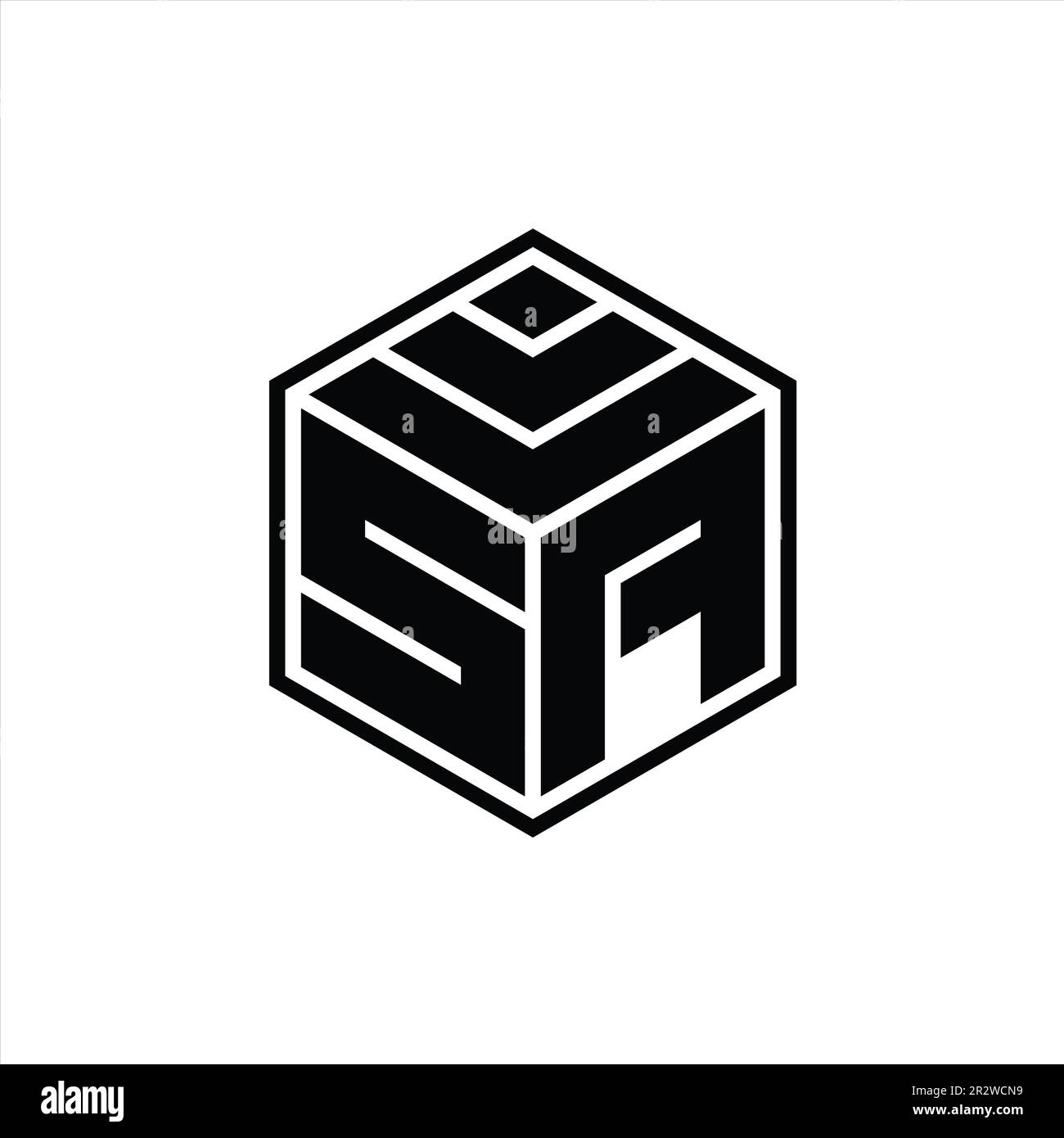 SA Logo monogram with hexagon geometric shape isolated outline design ...