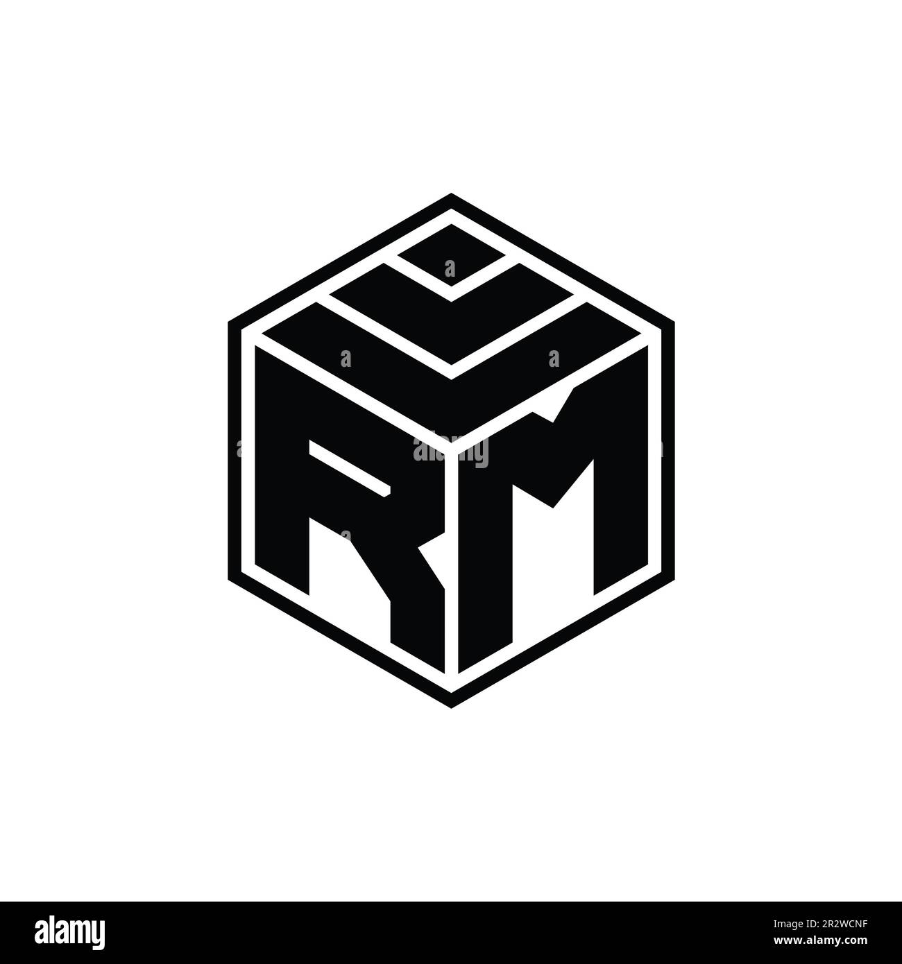 RM Logo monogram with hexagon geometric shape isolated outline design ...