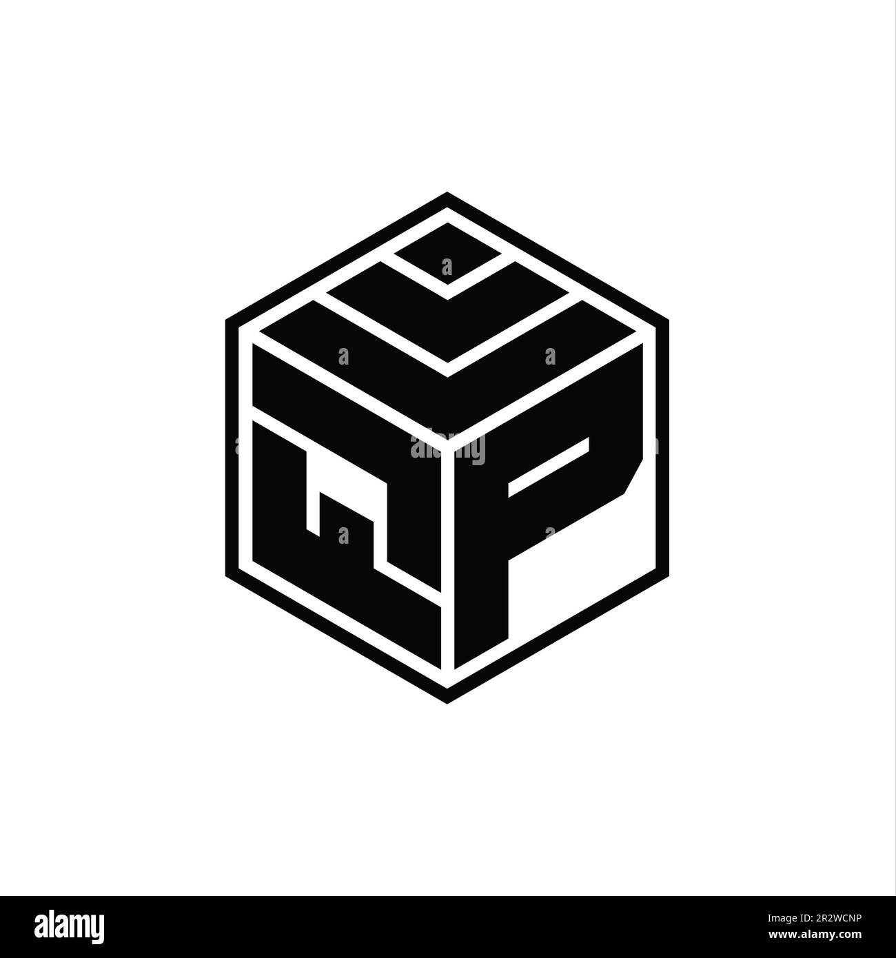 QP Logo monogram with hexagon geometric shape isolated outline design ...