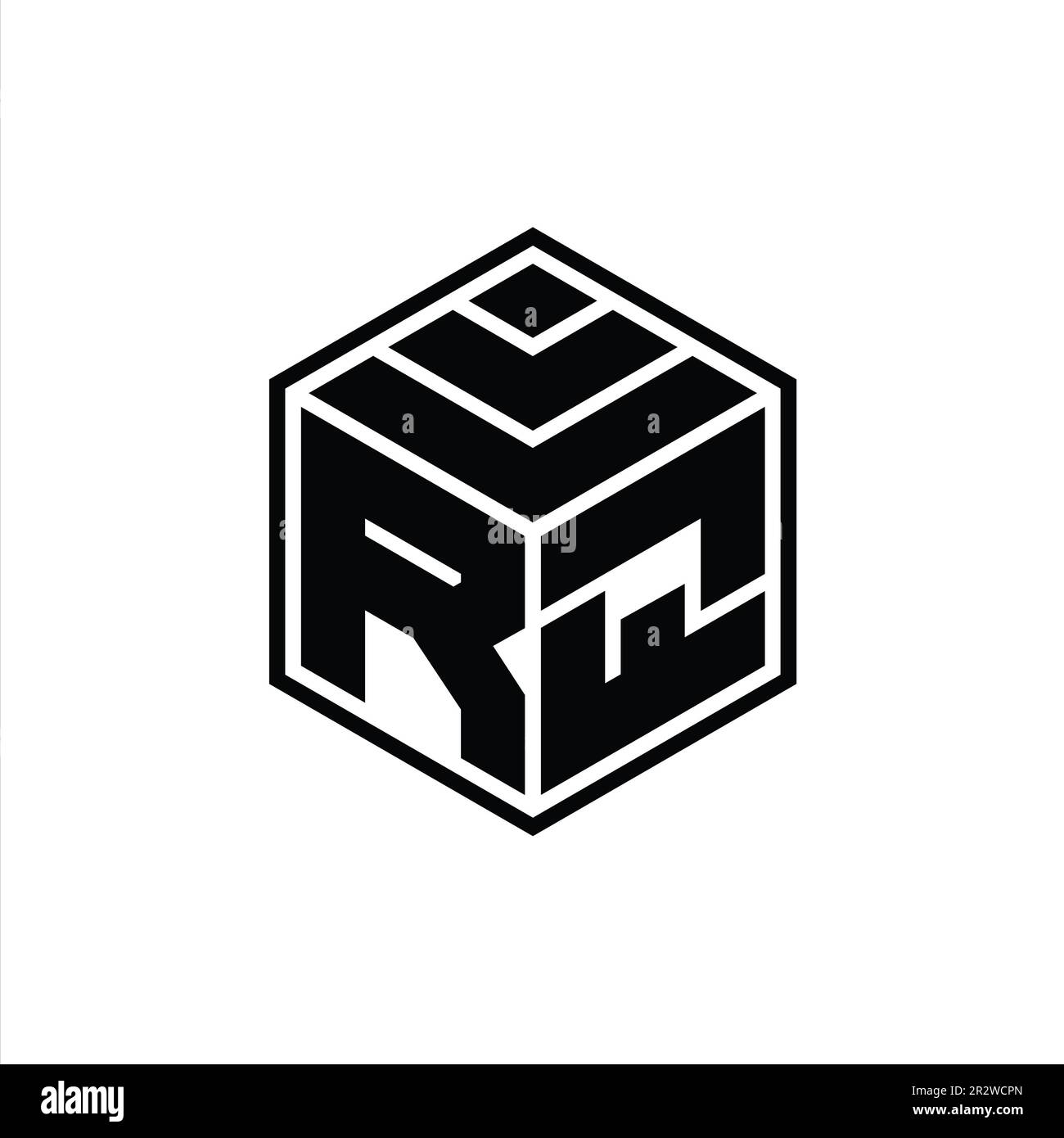 RQ Logo monogram with hexagon geometric shape isolated outline design ...