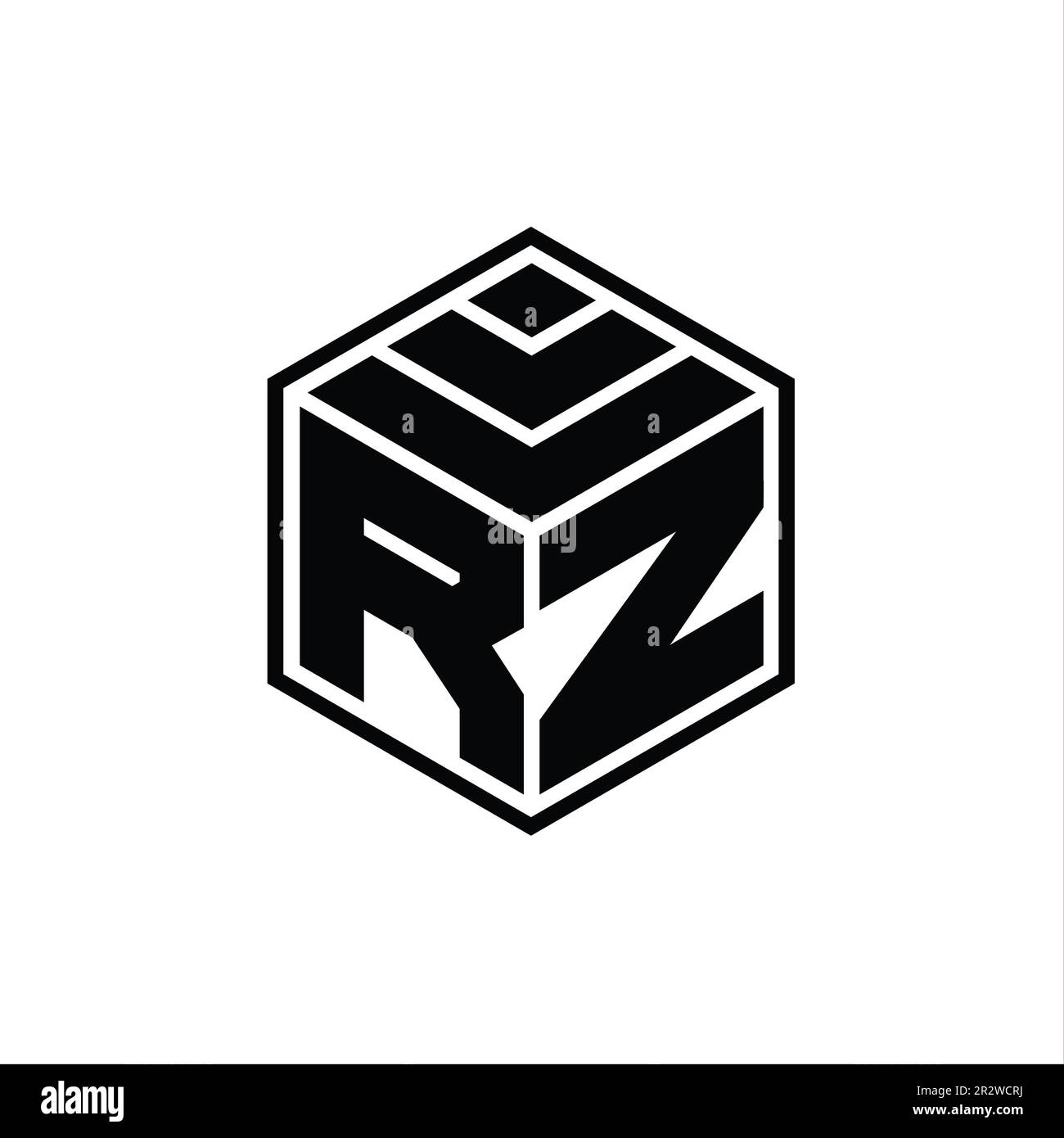 RZ Logo monogram with hexagon geometric shape isolated outline design ...
