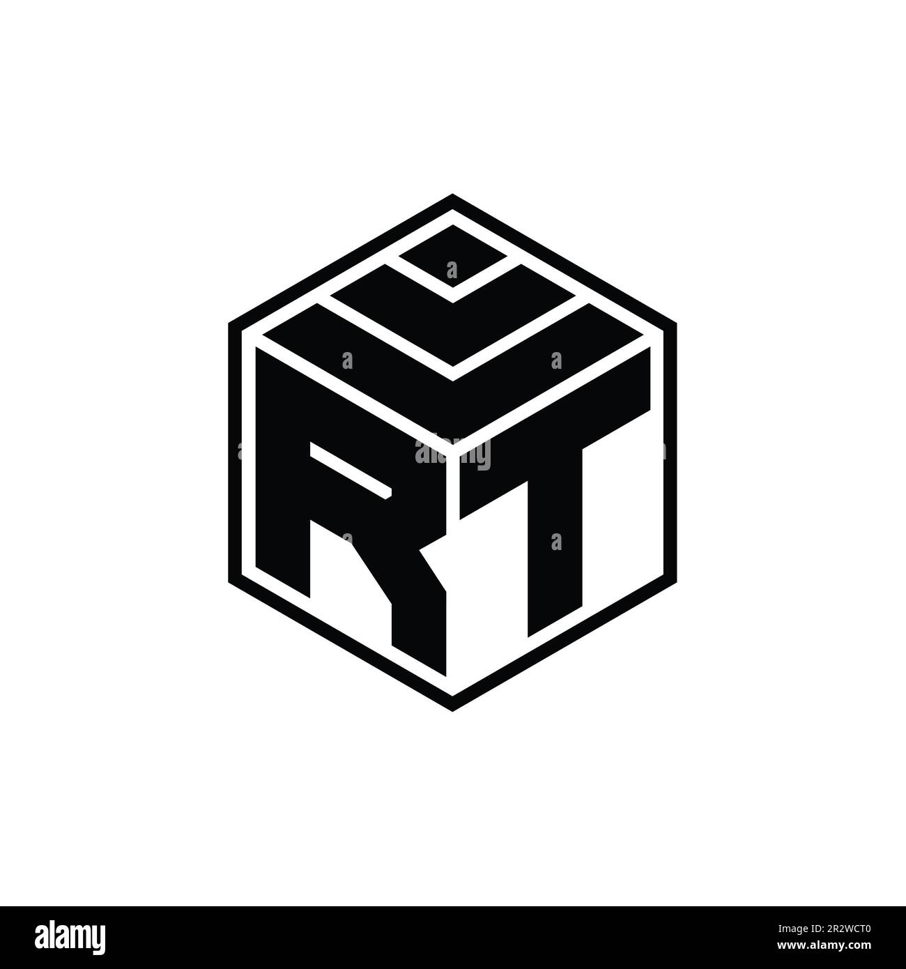 RT Logo monogram with hexagon geometric shape isolated outline design template Stock Photo - Alamy