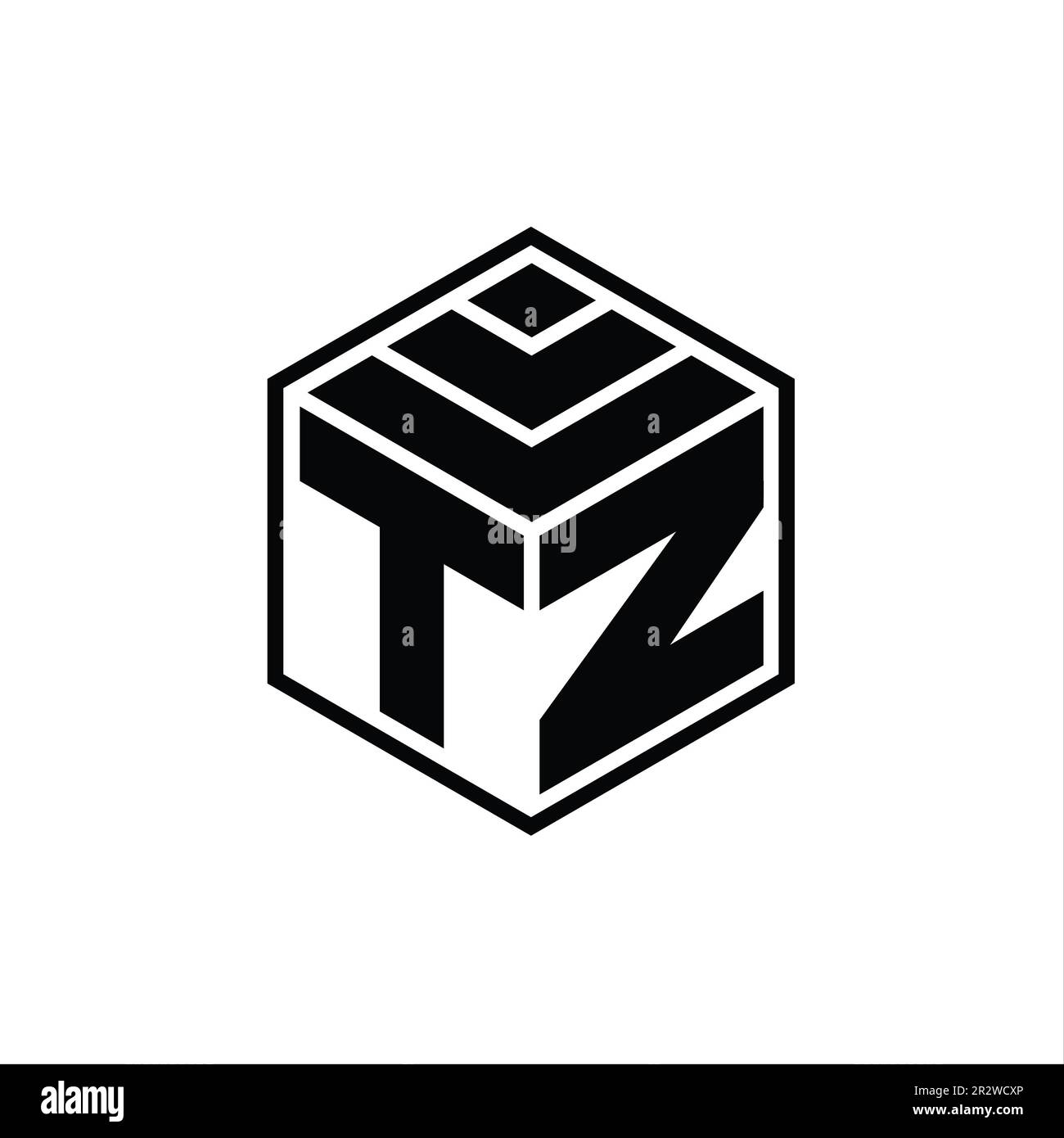 TZ Logo monogram with hexagon geometric shape isolated outline design template Stock Photo - Alamy