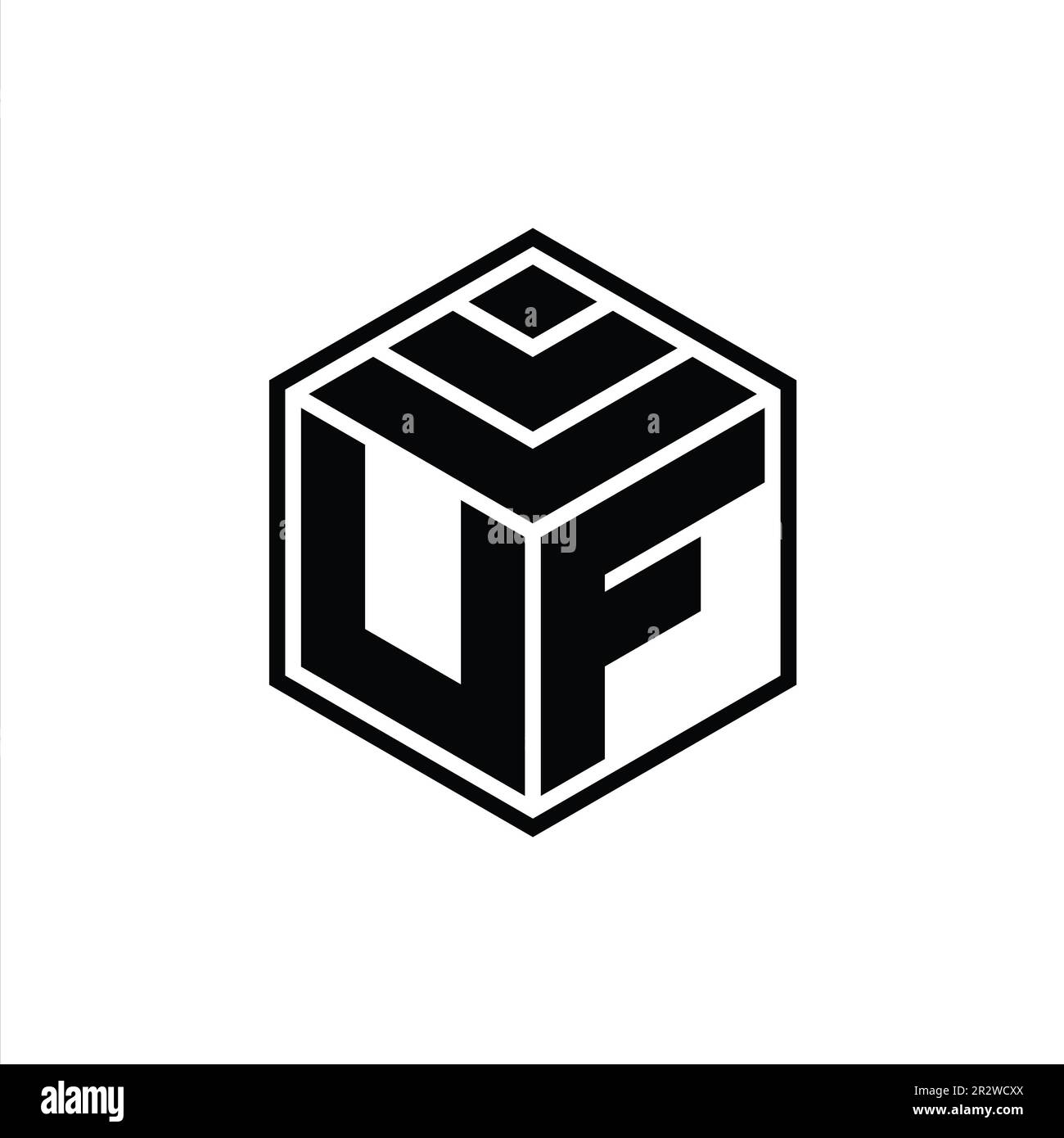 UF Logo monogram with hexagon geometric shape isolated outline design ...