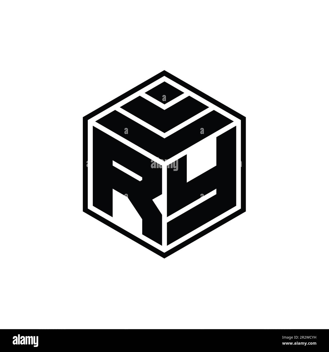 RY Logo monogram with hexagon geometric shape isolated outline design ...