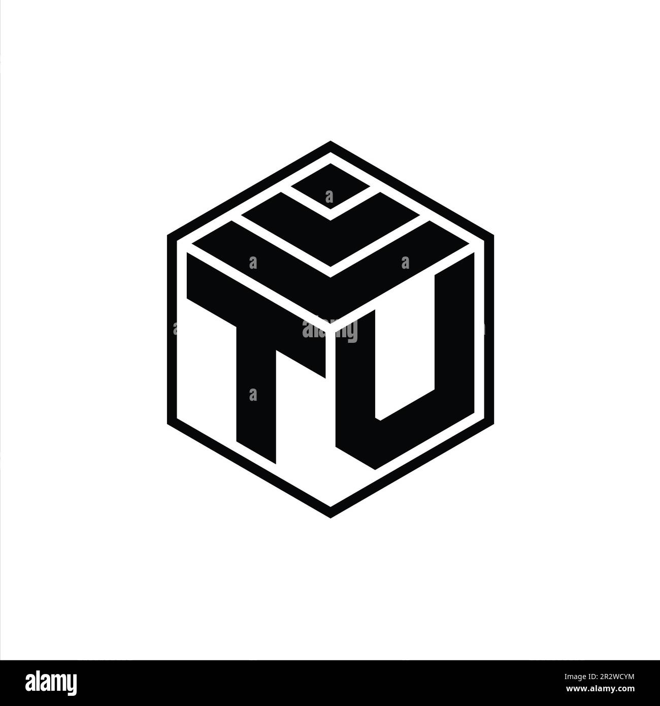 TV Logo monogram with hexagon geometric shape isolated outline design ...