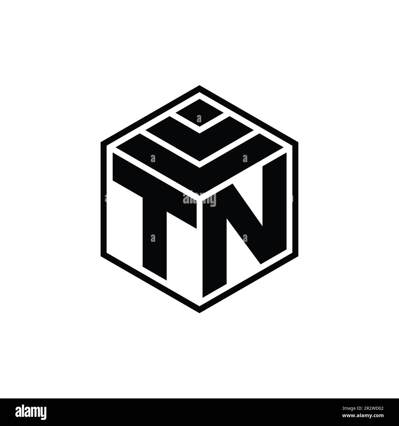 TN Logo monogram with hexagon geometric shape isolated outline design ...