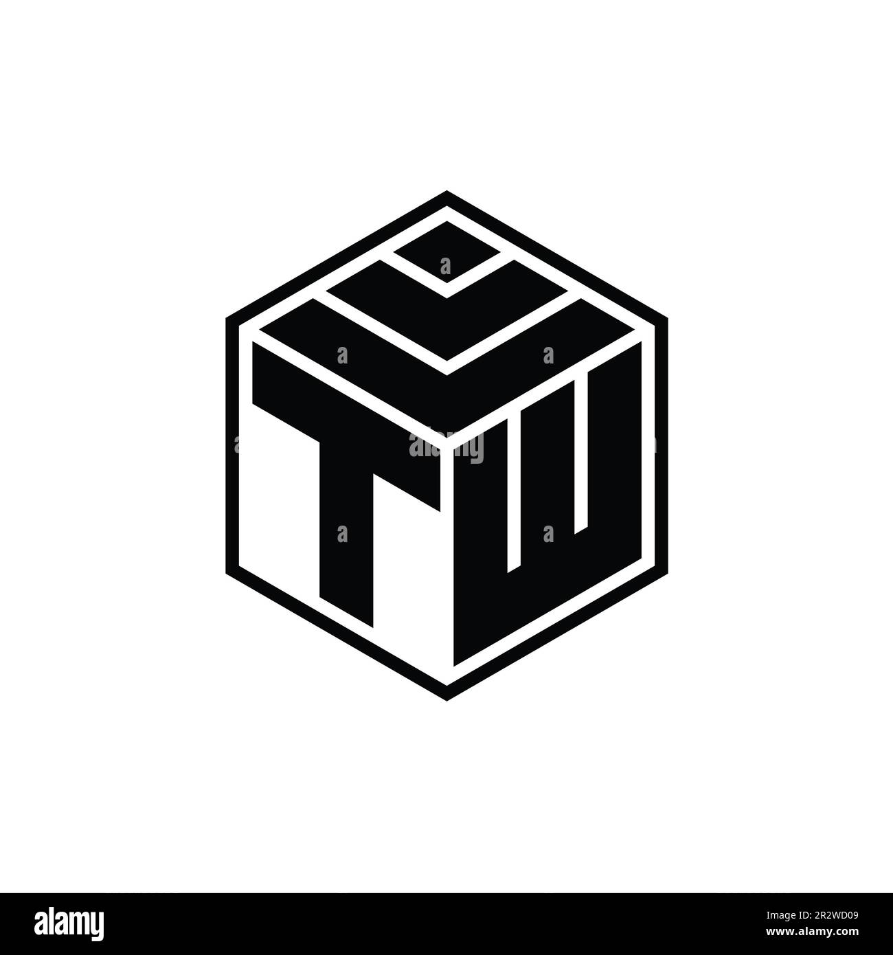 TW Logo monogram with hexagon geometric shape isolated outline design ...
