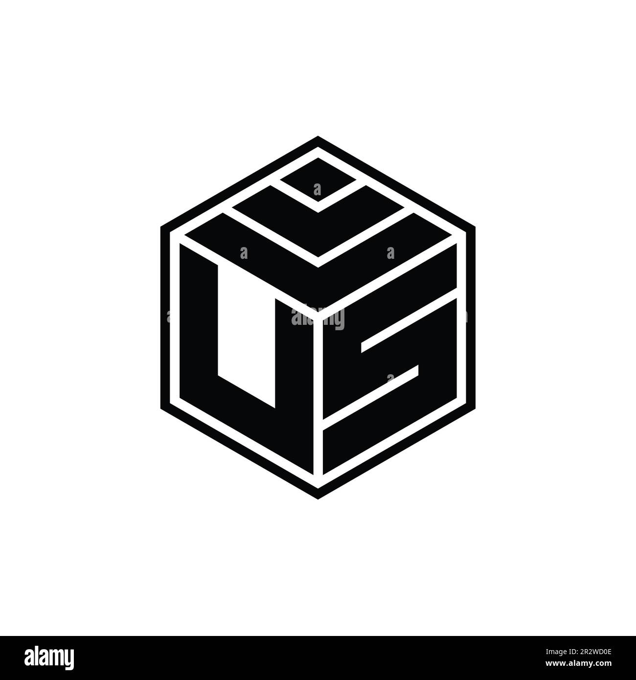US Logo monogram with hexagon geometric shape isolated outline design ...