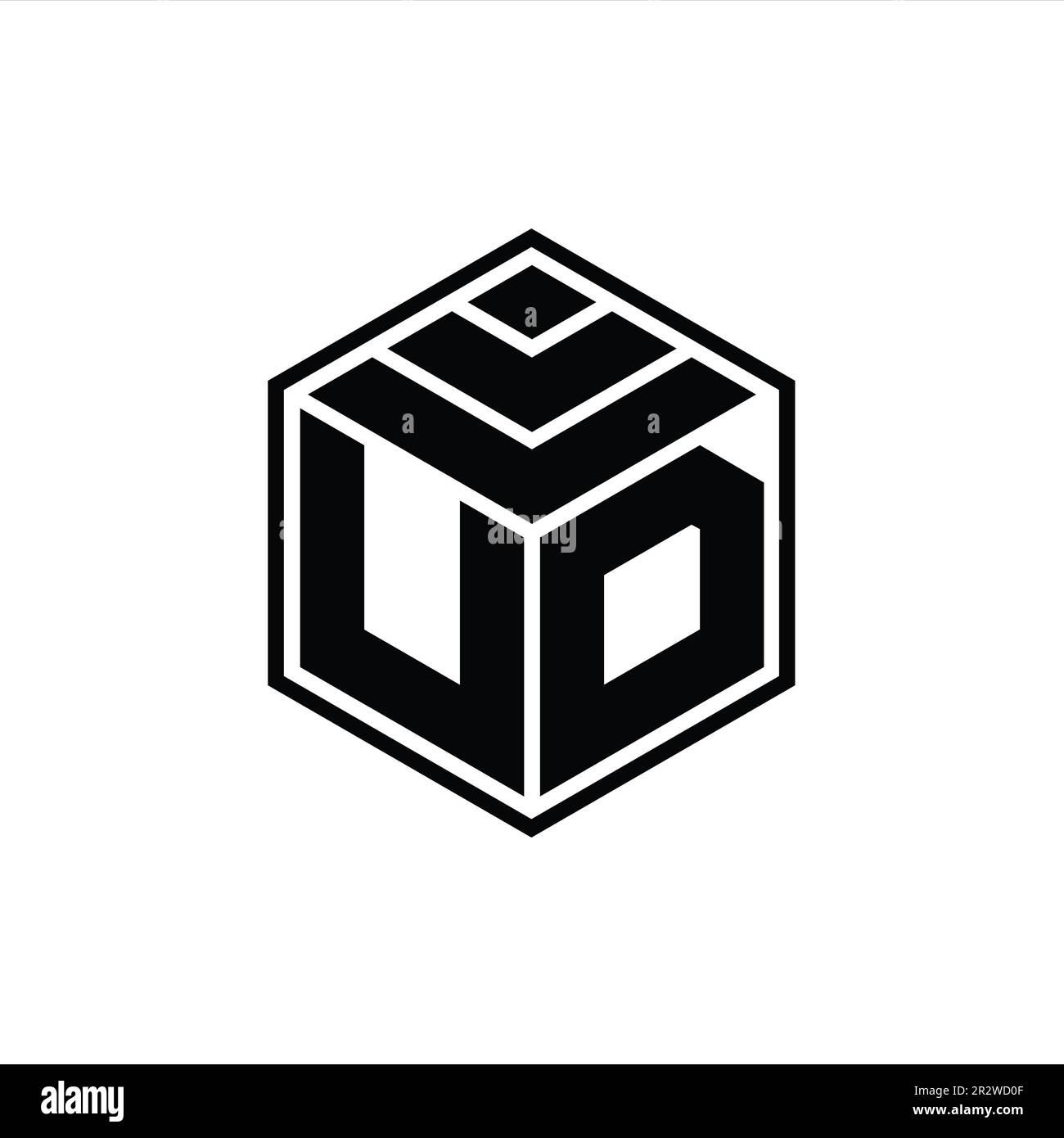 UD Logo monogram with hexagon geometric shape isolated outline design ...