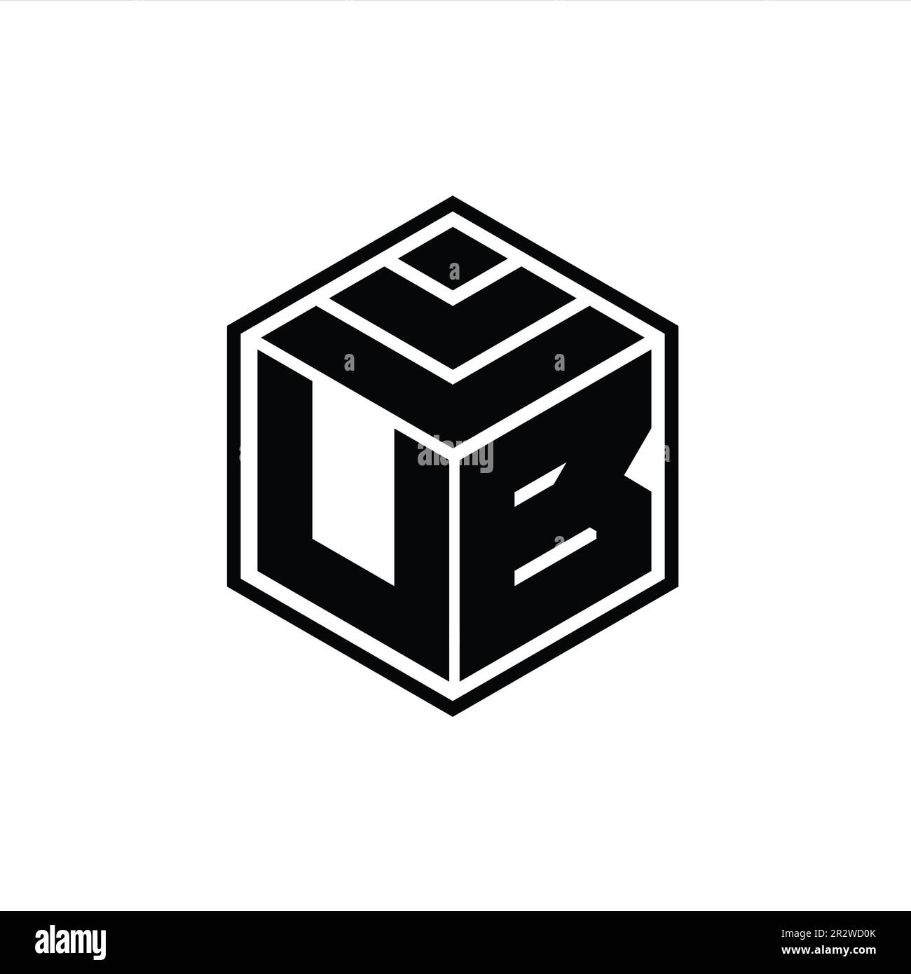UB Logo monogram with hexagon geometric shape isolated outline design ...