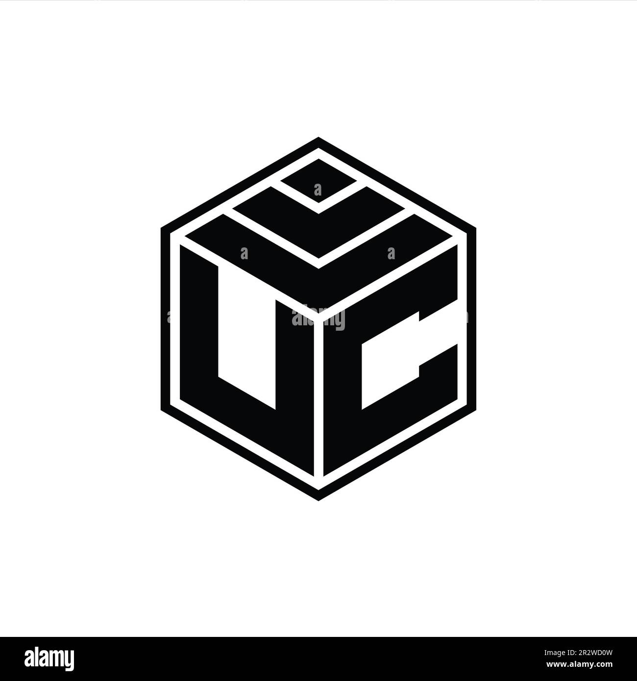 UC Logo monogram with hexagon geometric shape isolated outline design ...