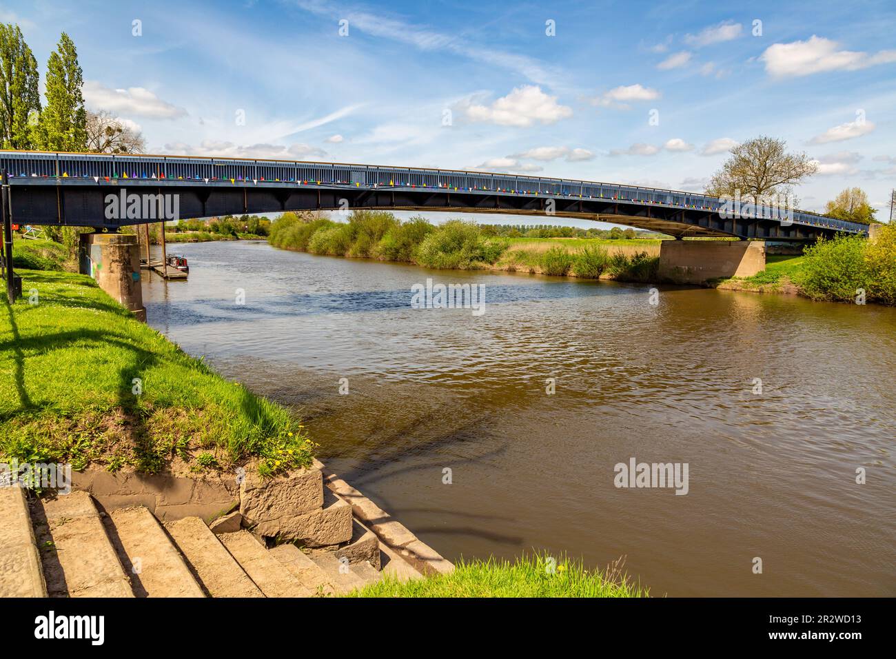 Scenic riverside landscape in Upton on Severn, Worcestershire, UK Stock ...