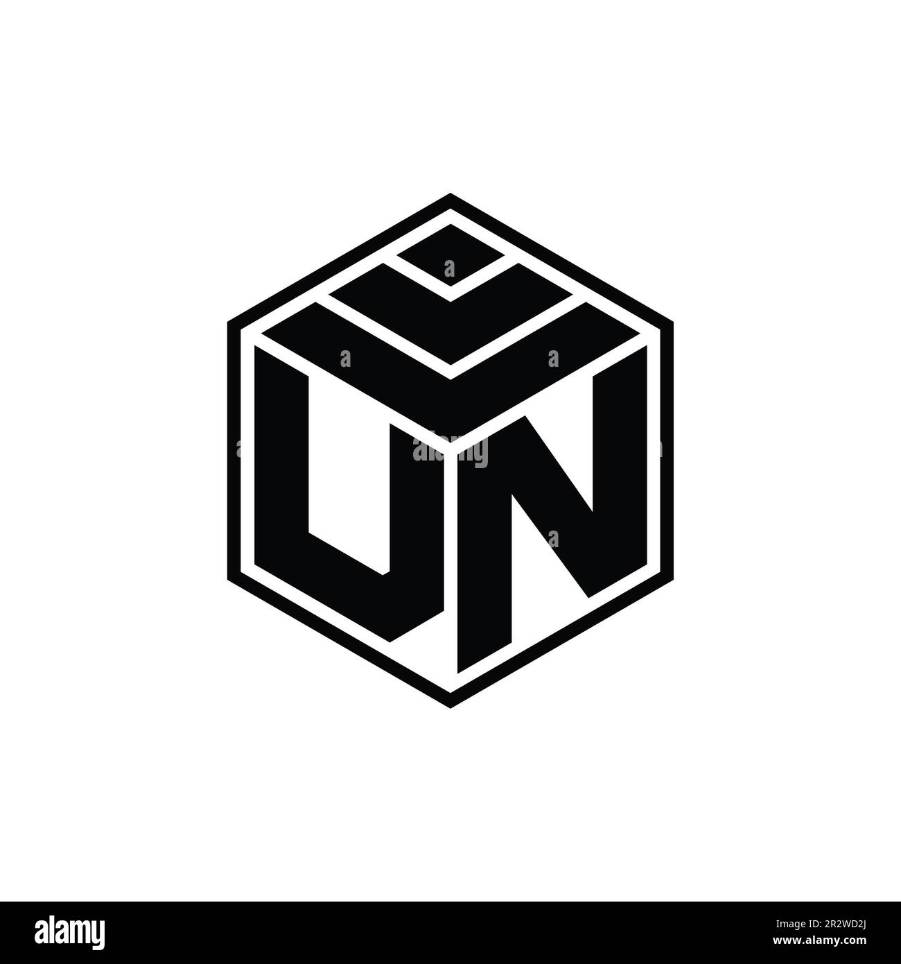 VN Logo monogram with hexagon geometric shape isolated outline design ...