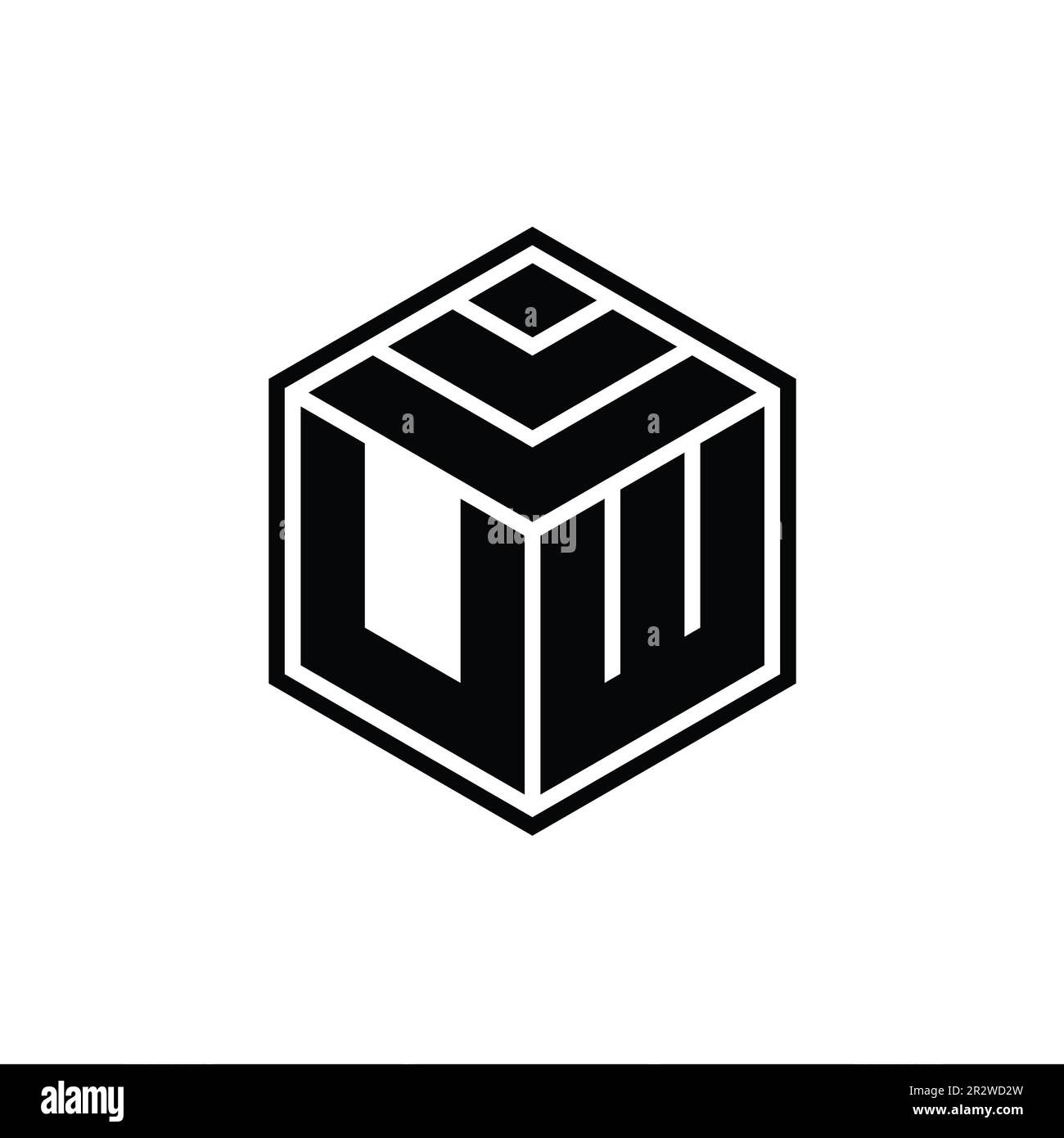 UW Logo monogram with hexagon geometric shape isolated outline design ...