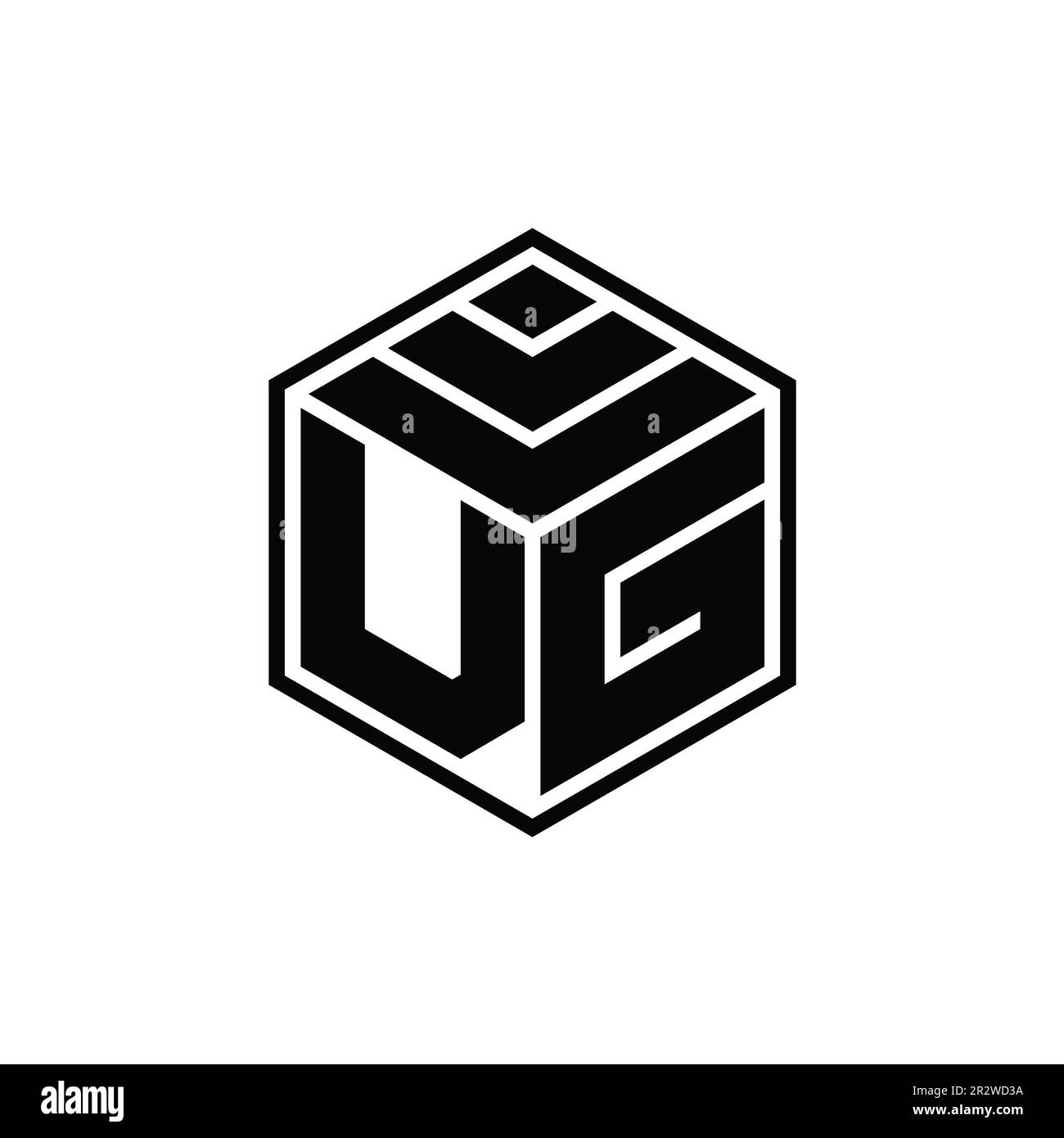 VG Logo monogram with hexagon geometric shape isolated outline design ...