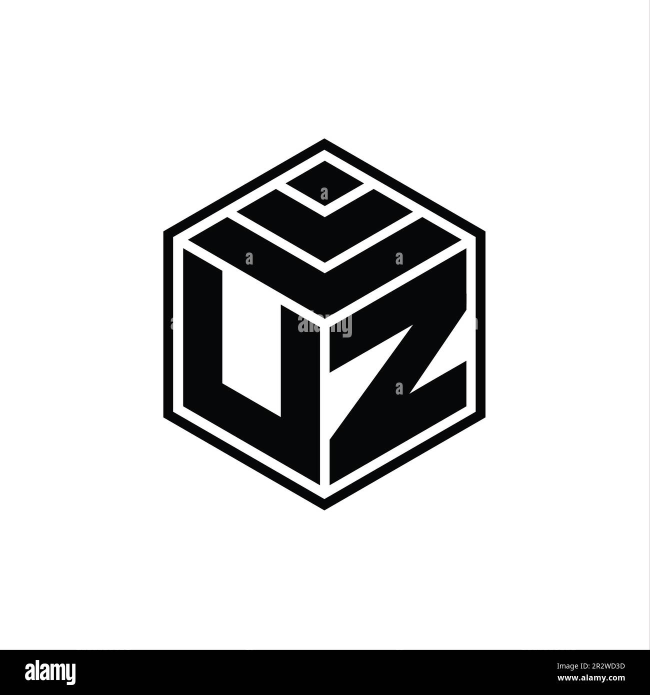 UZ Logo monogram with hexagon geometric shape isolated outline design ...