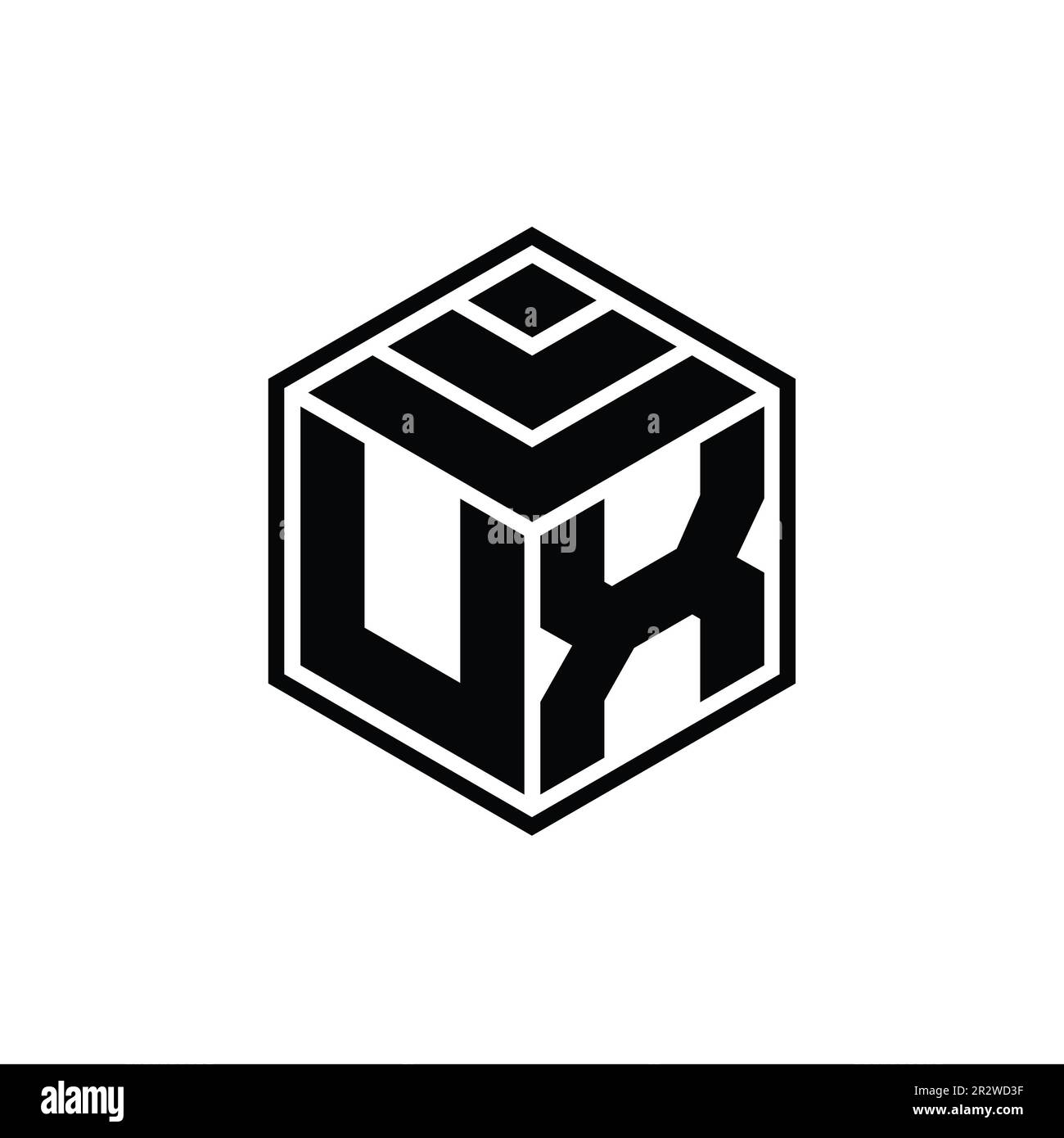UX Logo monogram with hexagon geometric shape isolated outline design template Stock Photo - Alamy