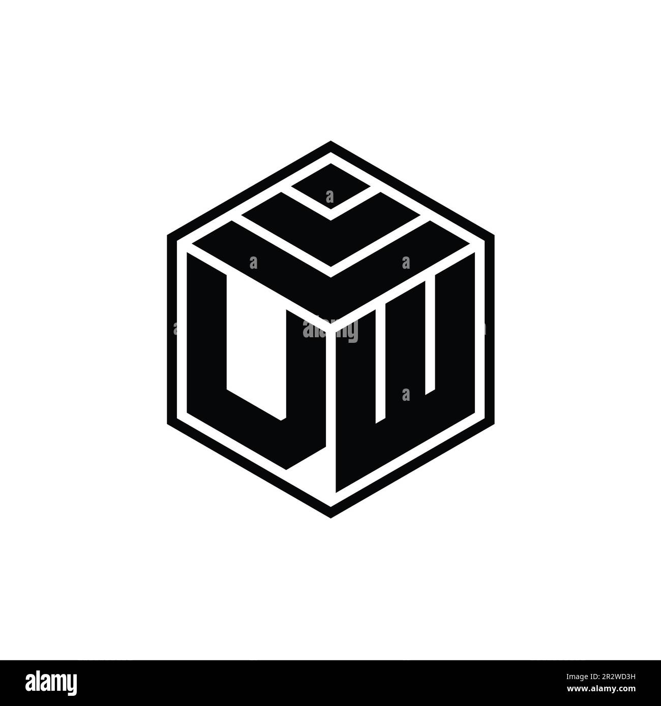 VW Logo monogram with hexagon geometric shape isolated outline design ...