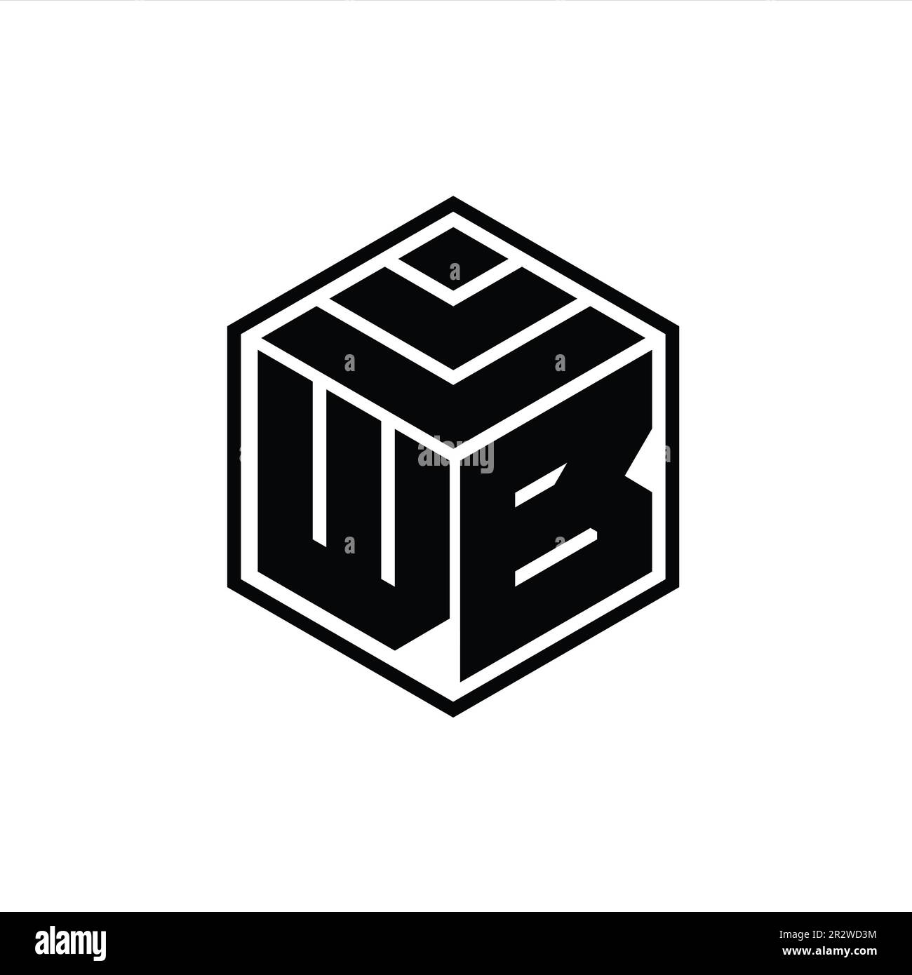 WB Logo monogram with hexagon geometric shape isolated outline design ...