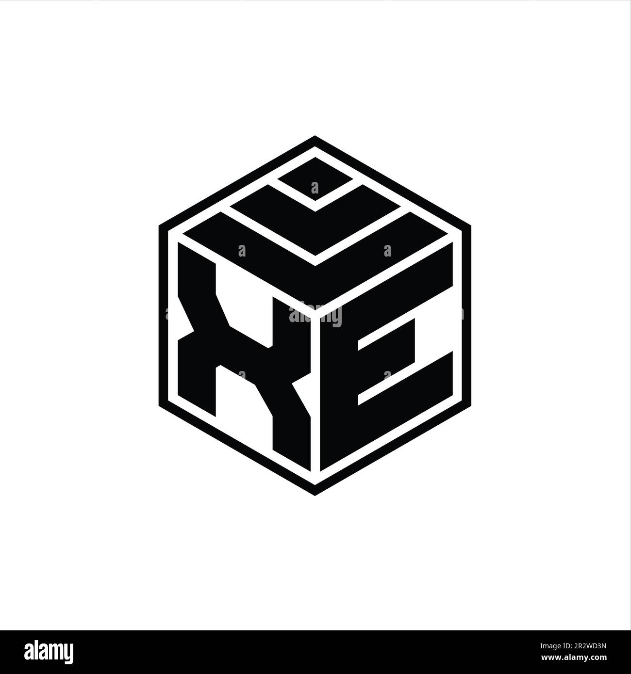 XE Logo monogram with hexagon geometric shape isolated outline design template Stock Photo - Alamy