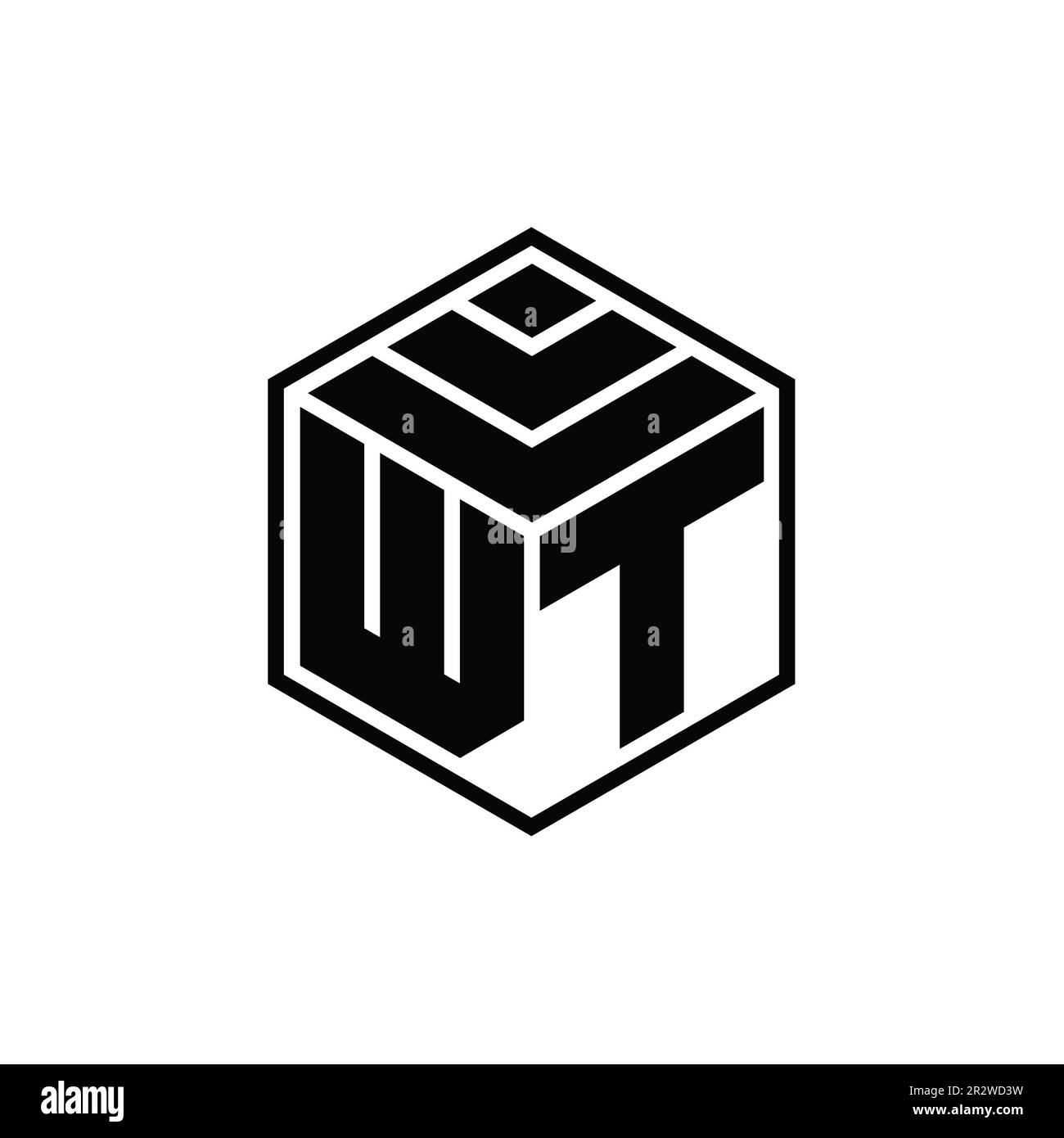 WT Logo monogram with hexagon geometric shape isolated outline design ...