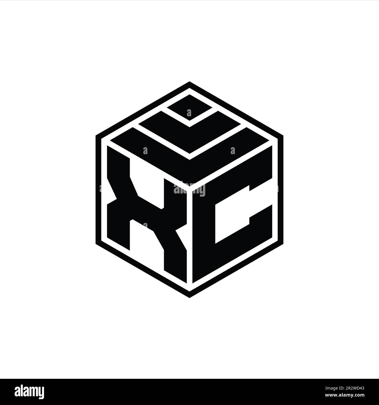 XC Logo monogram with hexagon geometric shape isolated outline design template Stock Photo - Alamy