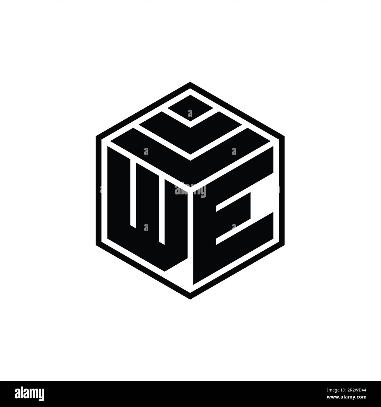 WE Logo monogram with hexagon geometric shape isolated outline design ...