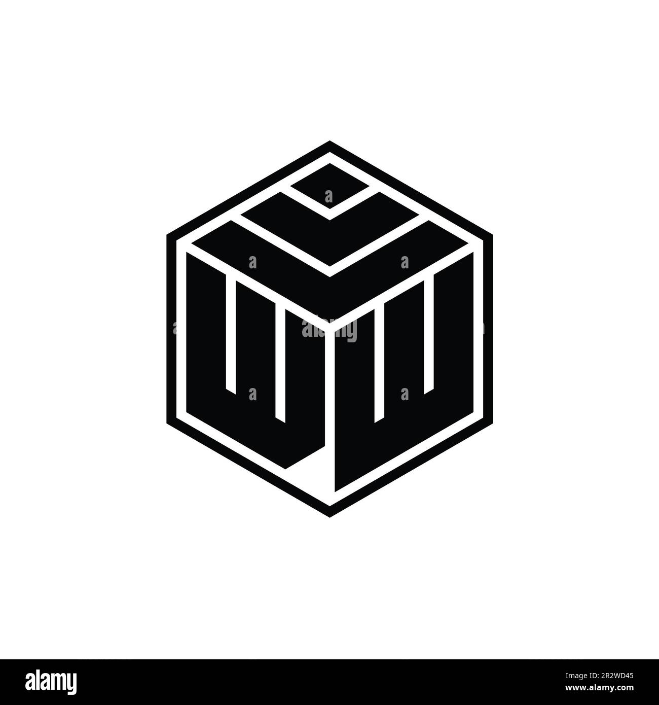 WW Logo monogram with hexagon geometric shape isolated outline design template Stock Photo - Alamy