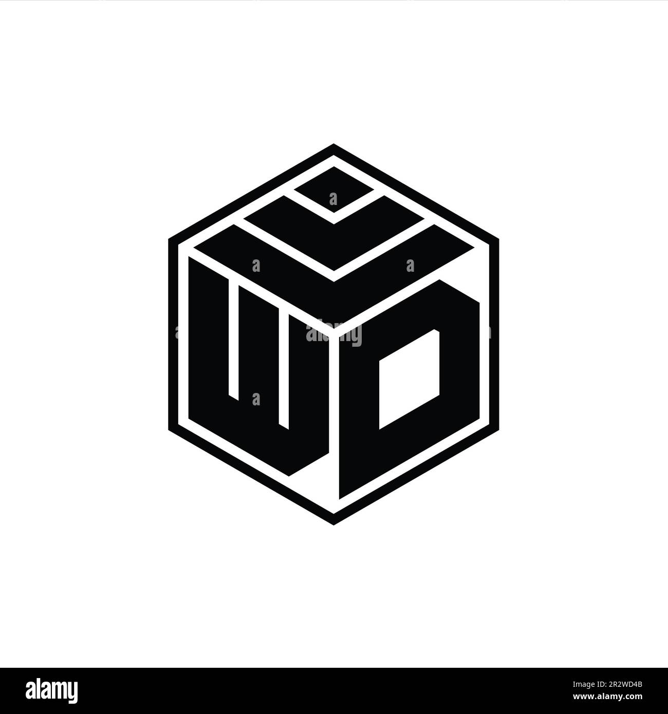 WD Logo monogram with hexagon geometric shape isolated outline design ...