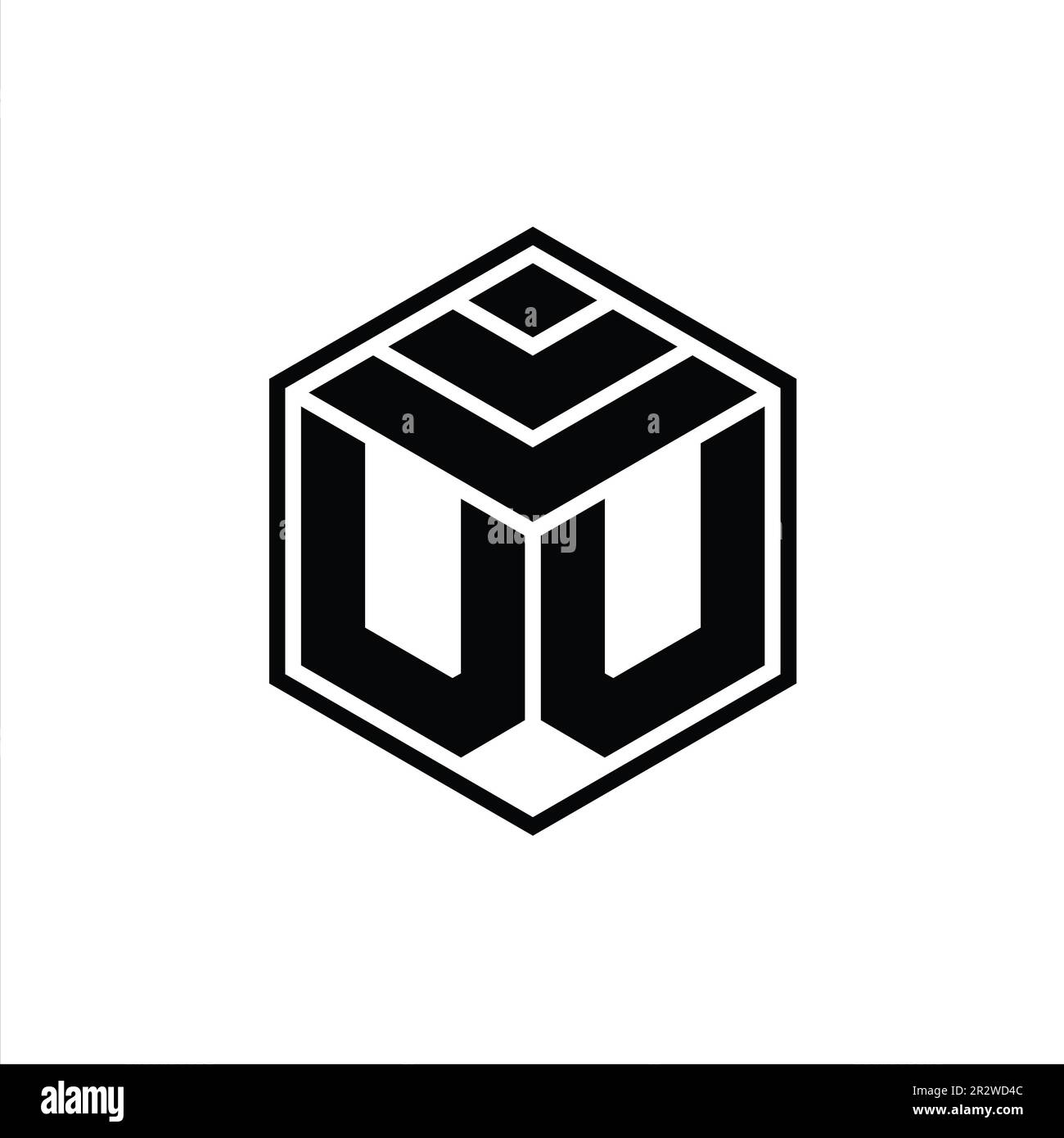 VV Logo monogram with hexagon geometric shape isolated outline design ...