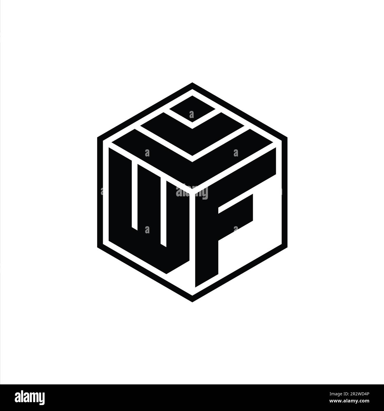WF Logo monogram with hexagon geometric shape isolated outline design ...