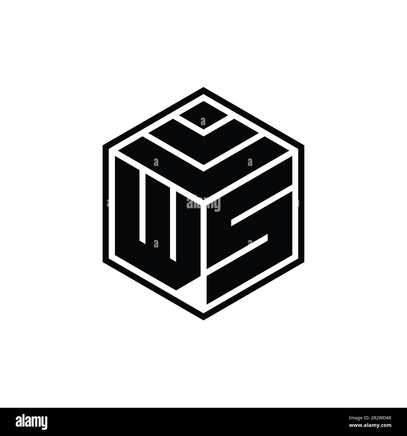 WS Logo monogram with hexagon geometric shape isolated outline design ...