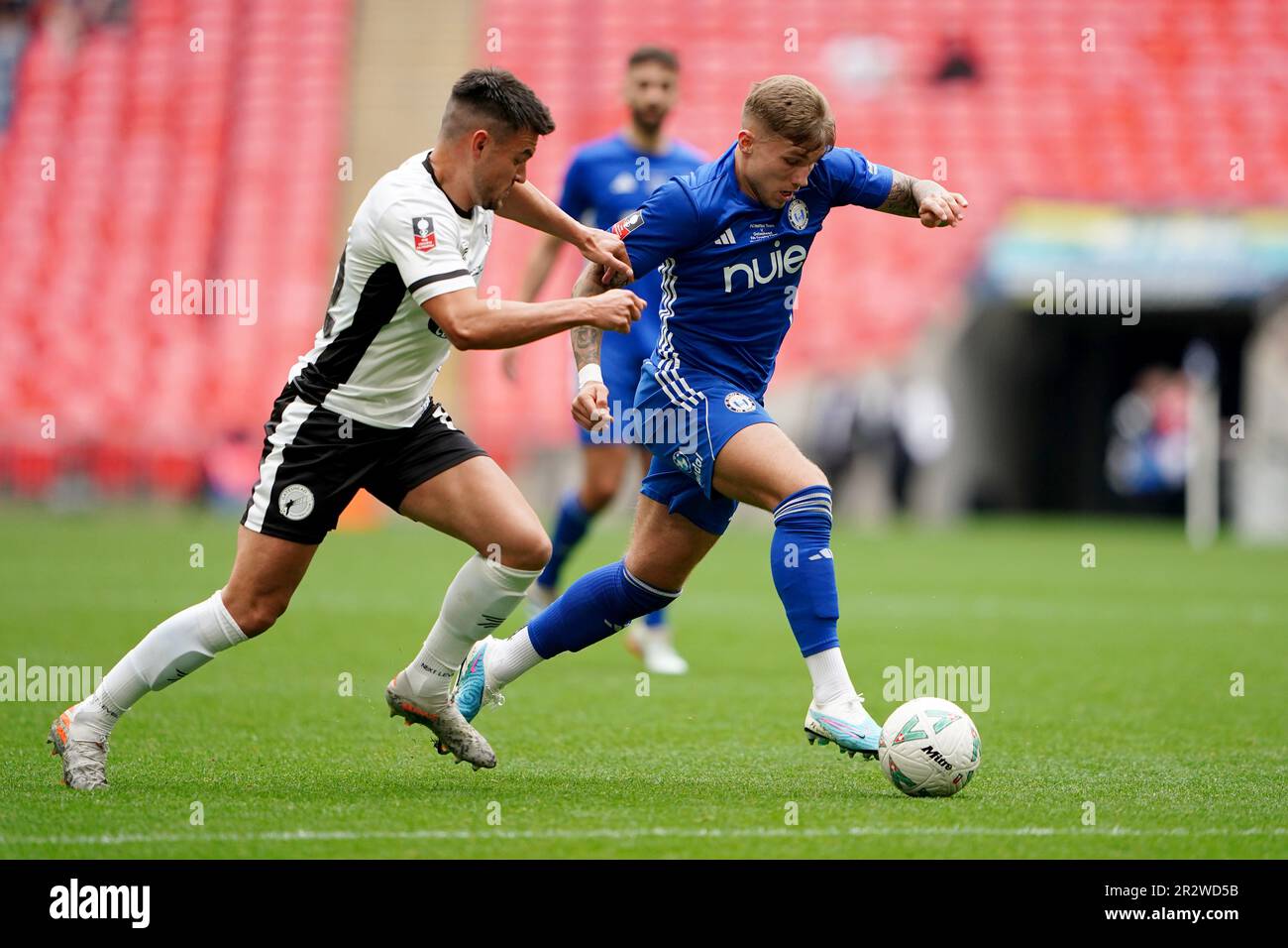 FC Halifax Town’s Jamie Cooke (right) and Gateshead’s Dan Ward battle ...
